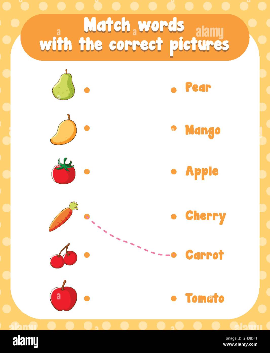 Match the words with the correct pictures illustration Stock Vector ...