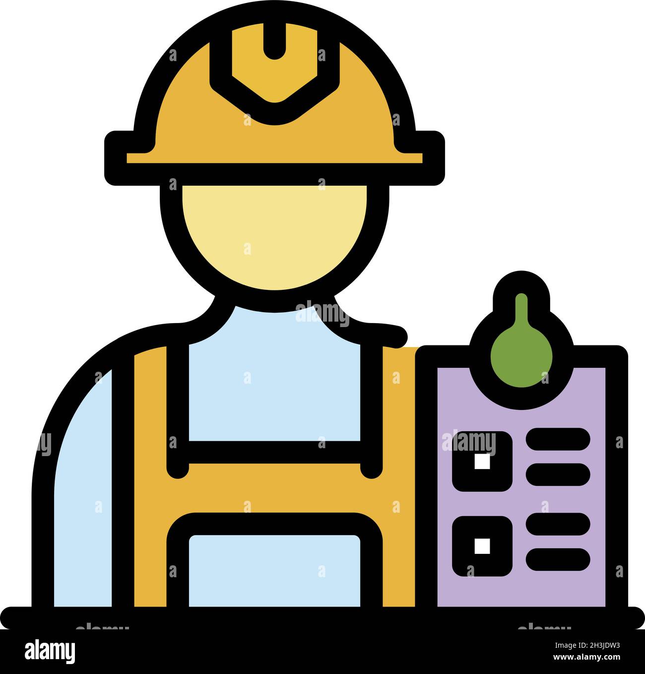 Engineer clipboard icon. Outline engineer clipboard vector icon color ...