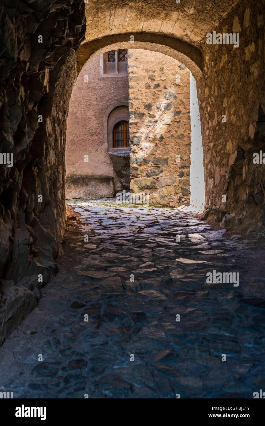 South Tyrol. Ancient city of Chiusa. Fortress and spirituality Stock ...