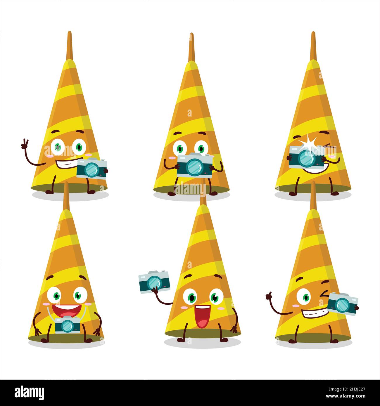 Photographer profession emoticon with long trumpet cartoon character ...