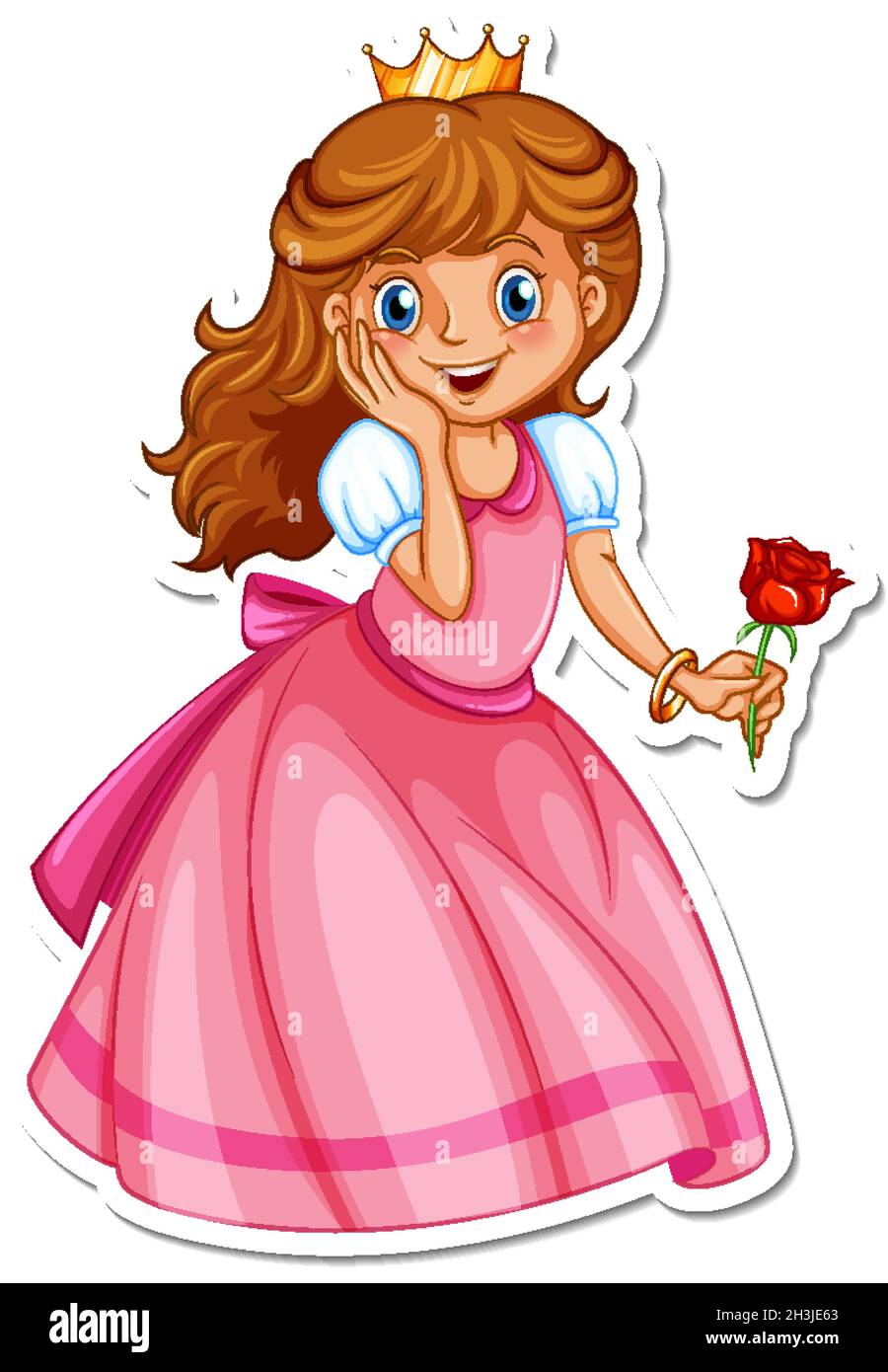 Beautiful princess cartoon character sticker illustration Stock Vector ...