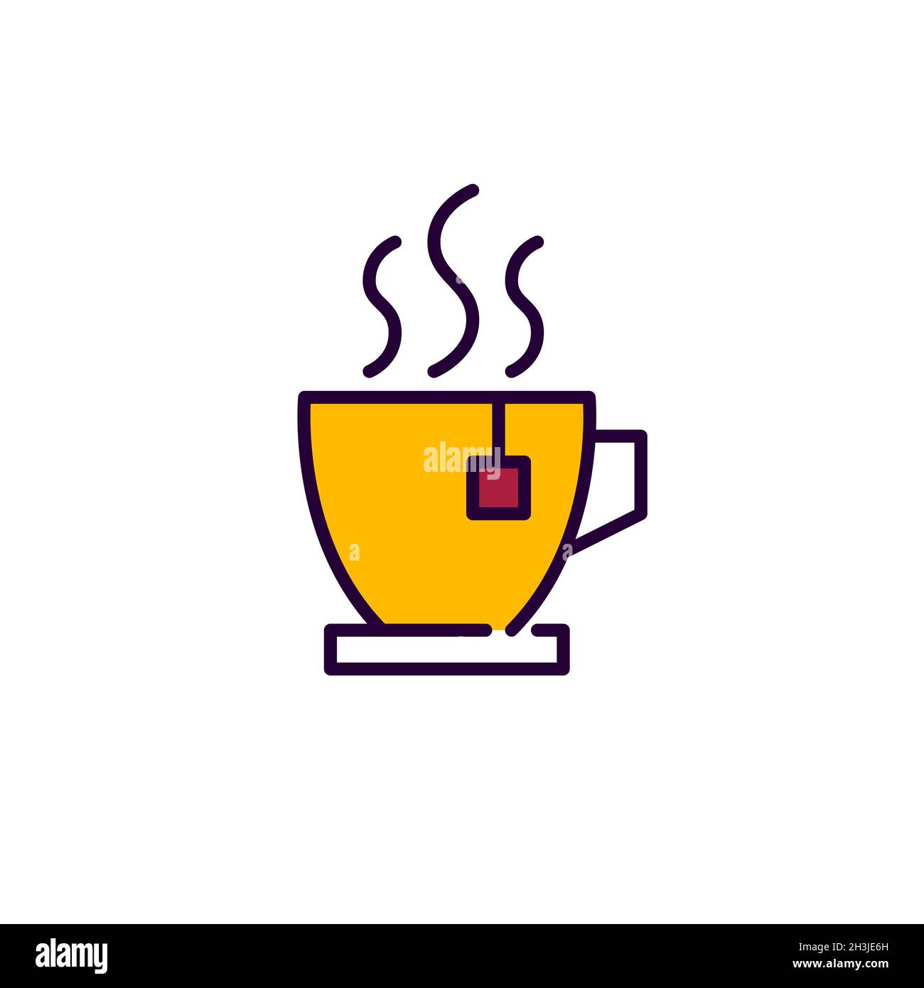 Hot tea cup beverage. Pixel perfect, editable stroke colorful line art ...