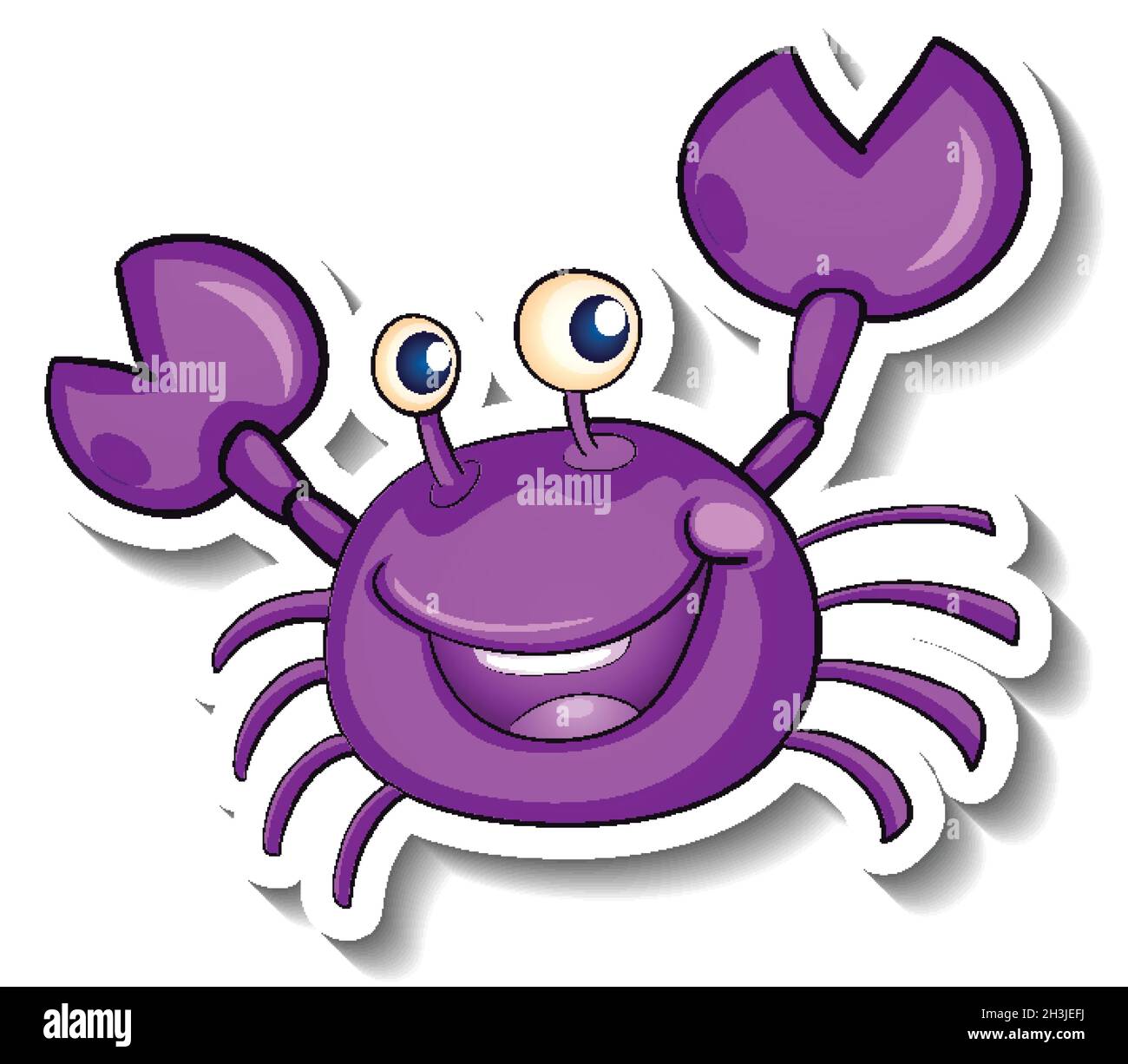 Smiling purple crab cartoon sticker illustration Stock Vector Image ...