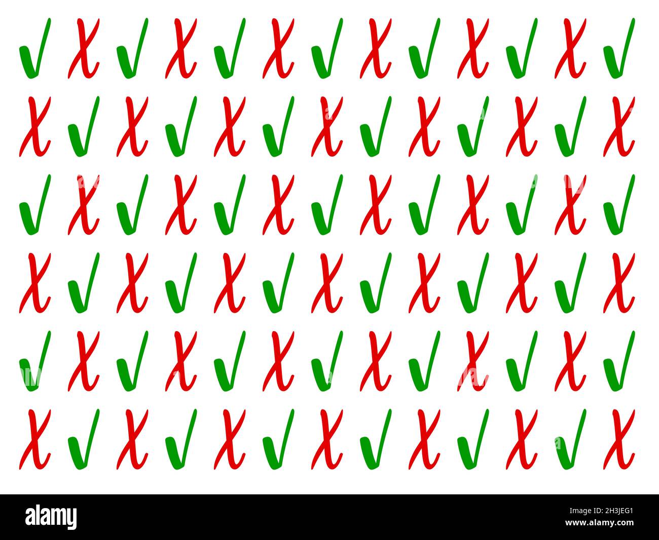 A pass and fail, tick and cross icon background in red and green Stock ...