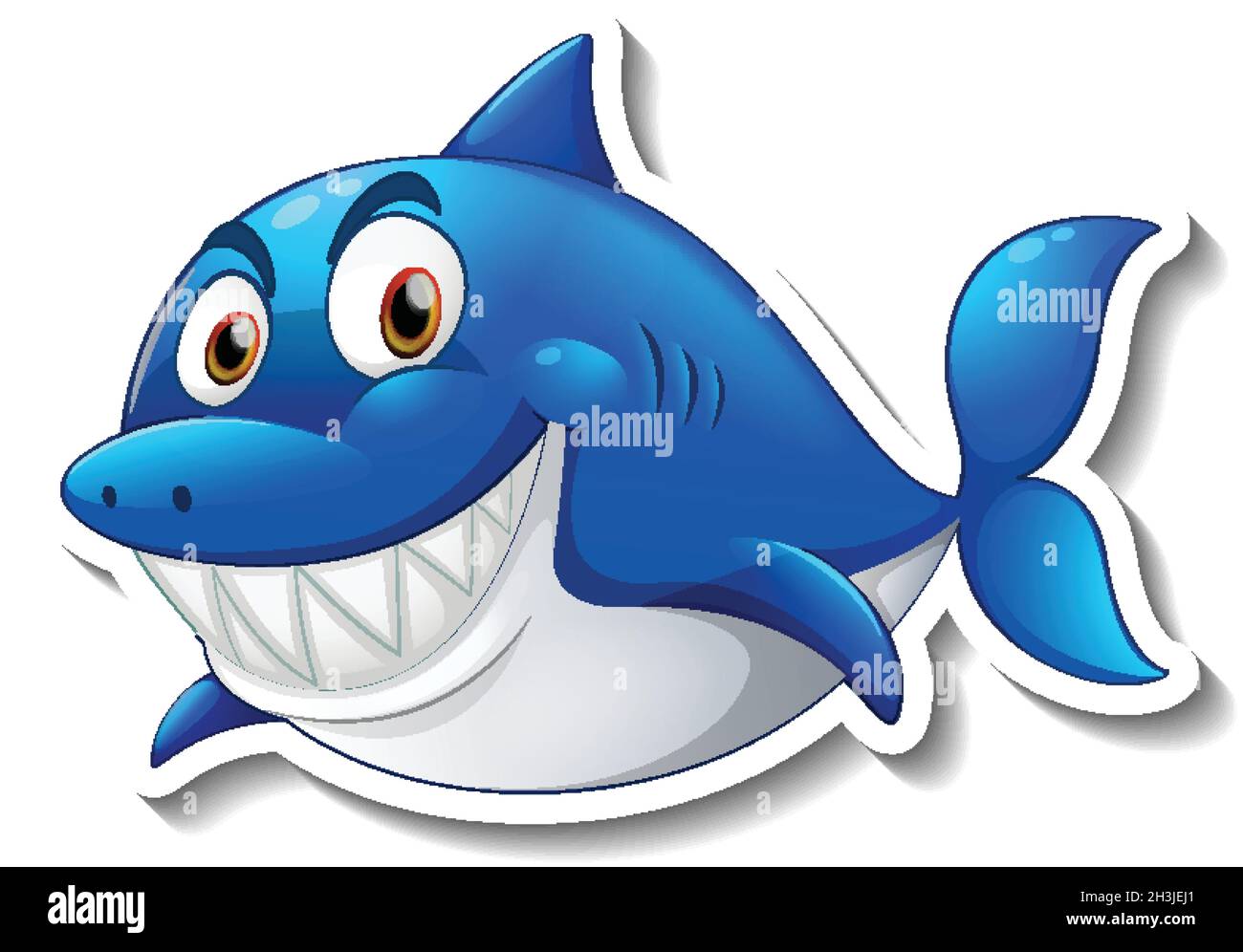 Smiling shark cartoon sticker illustration Stock Vector Image & Art - Alamy