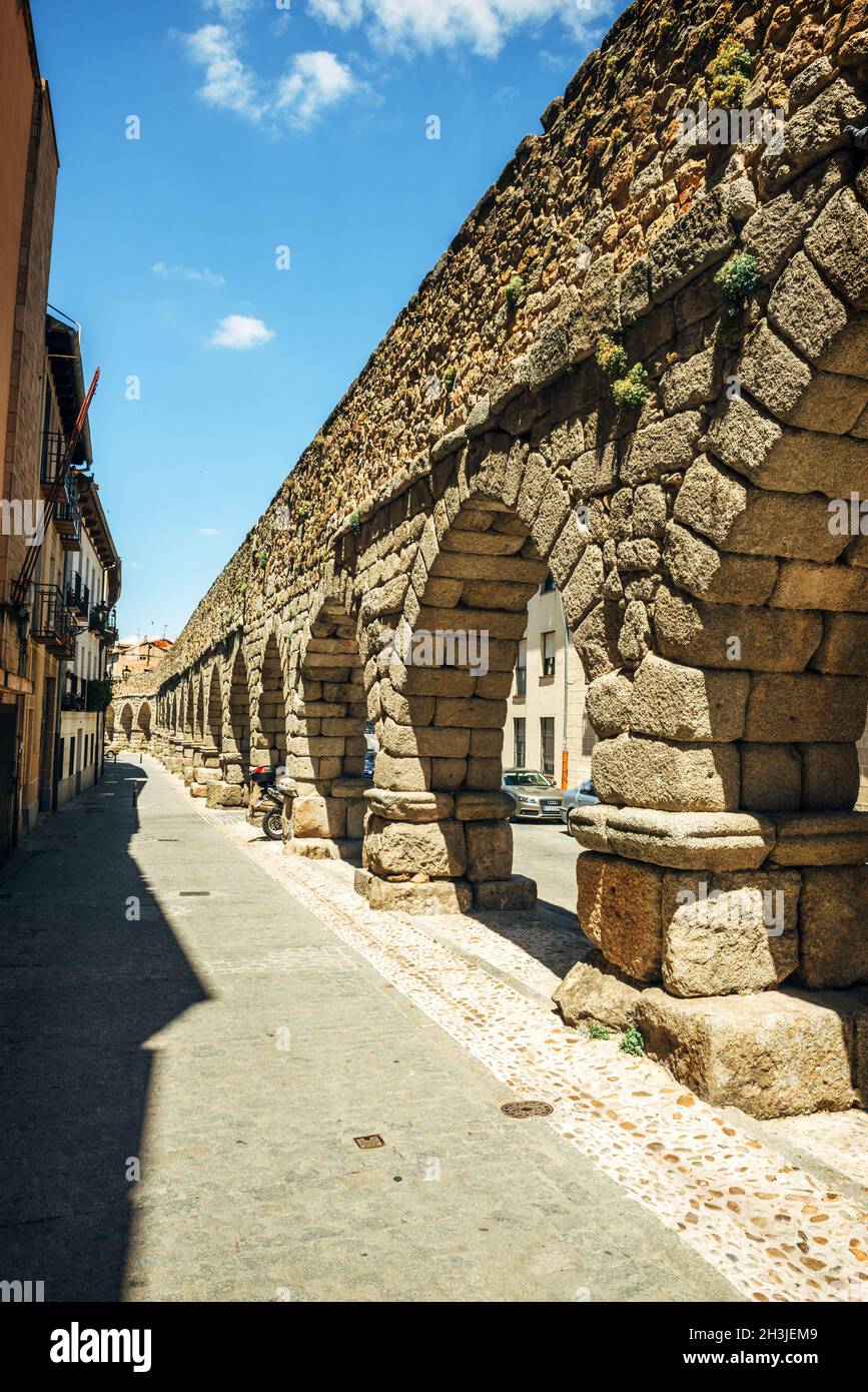 The famous ancient aqueduct in Segovia, Spain Stock Photo - Alamy