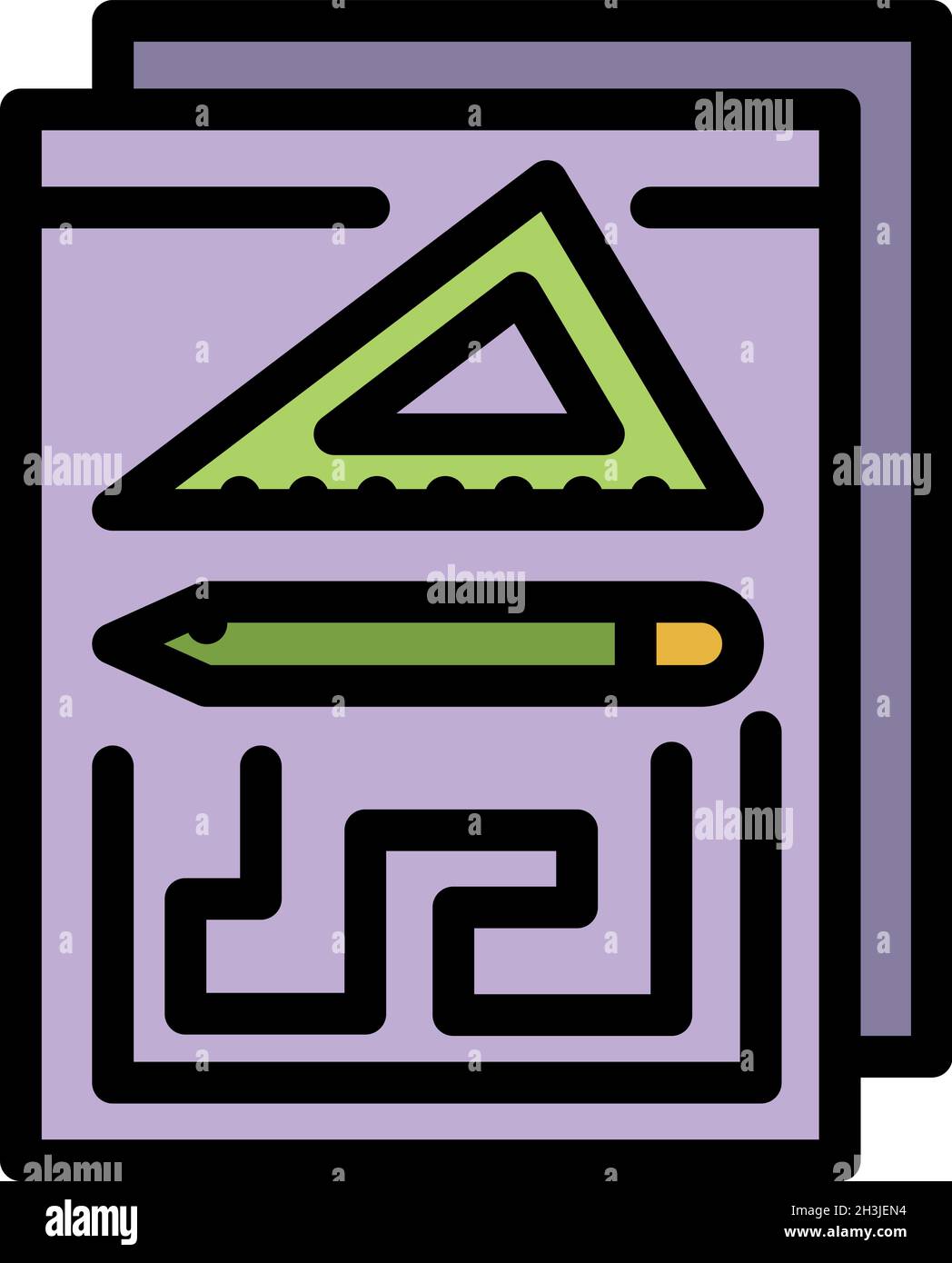 Engineer drawing plan icon. Outline engineer drawing plan vector icon ...