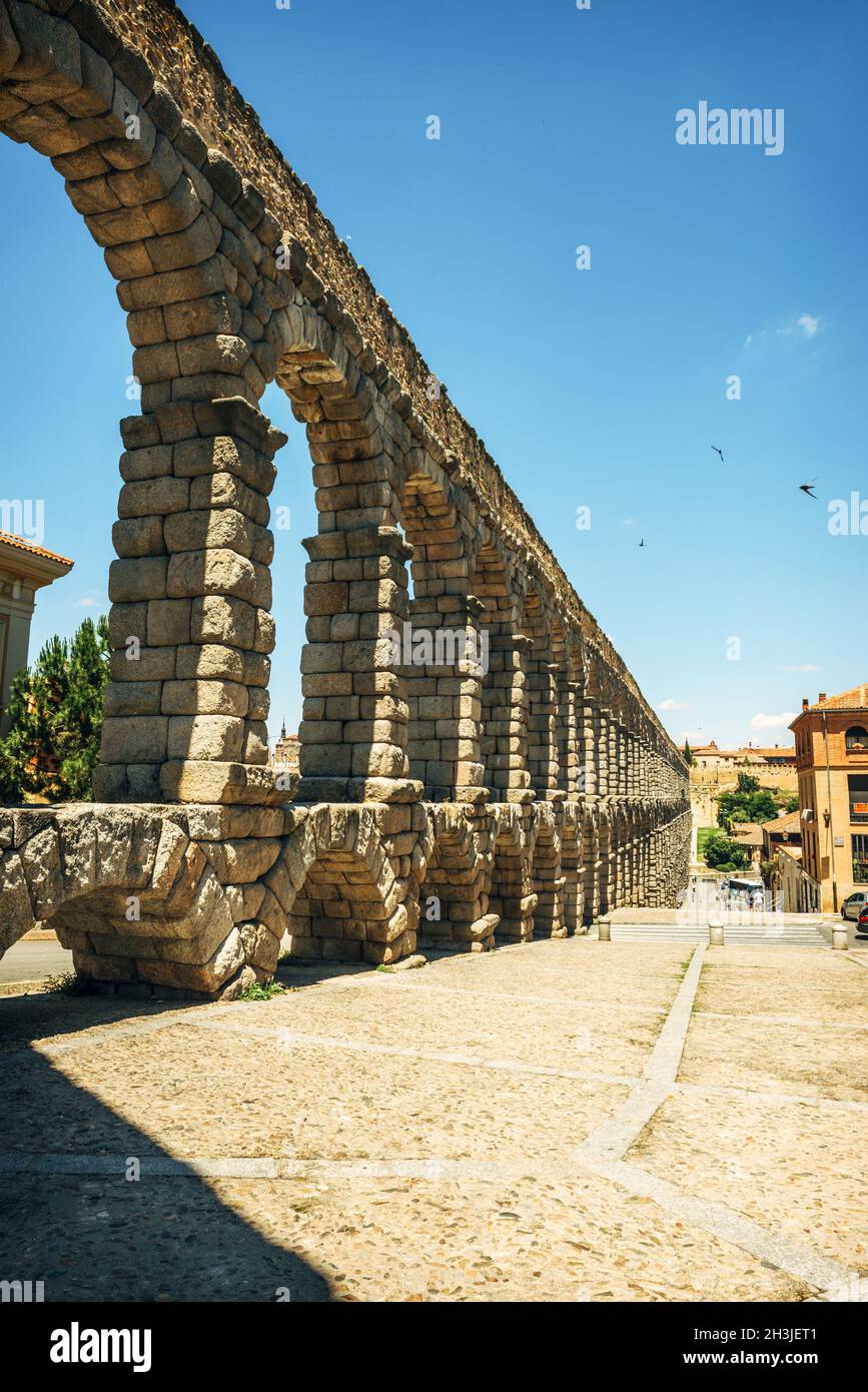 The famous ancient aqueduct in Segovia, Spain Stock Photo - Alamy