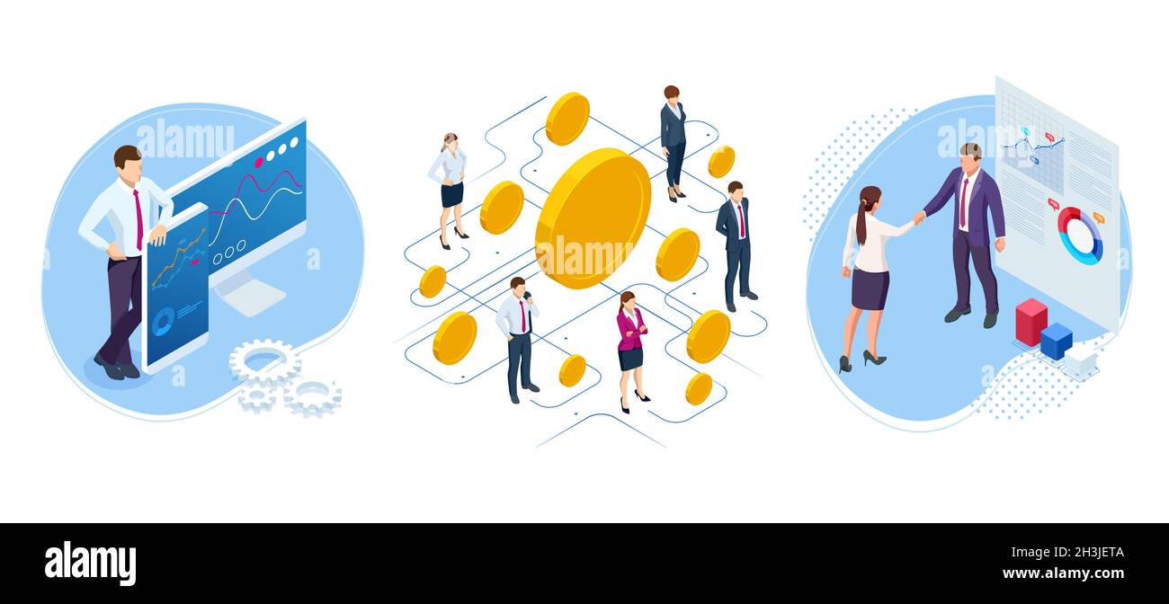 Isometric Successful business collaboration. Isometric concept of ...