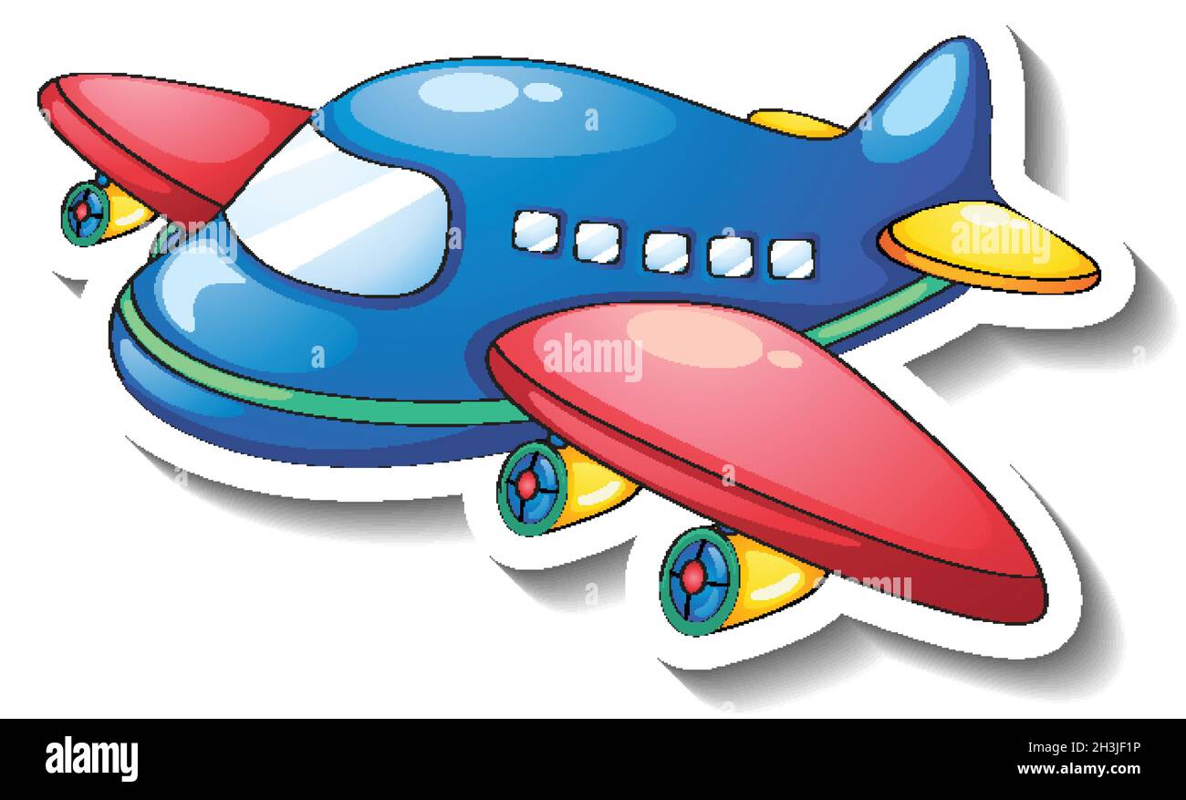 Airplane cartoon sticker on white background illustration Stock Vector ...