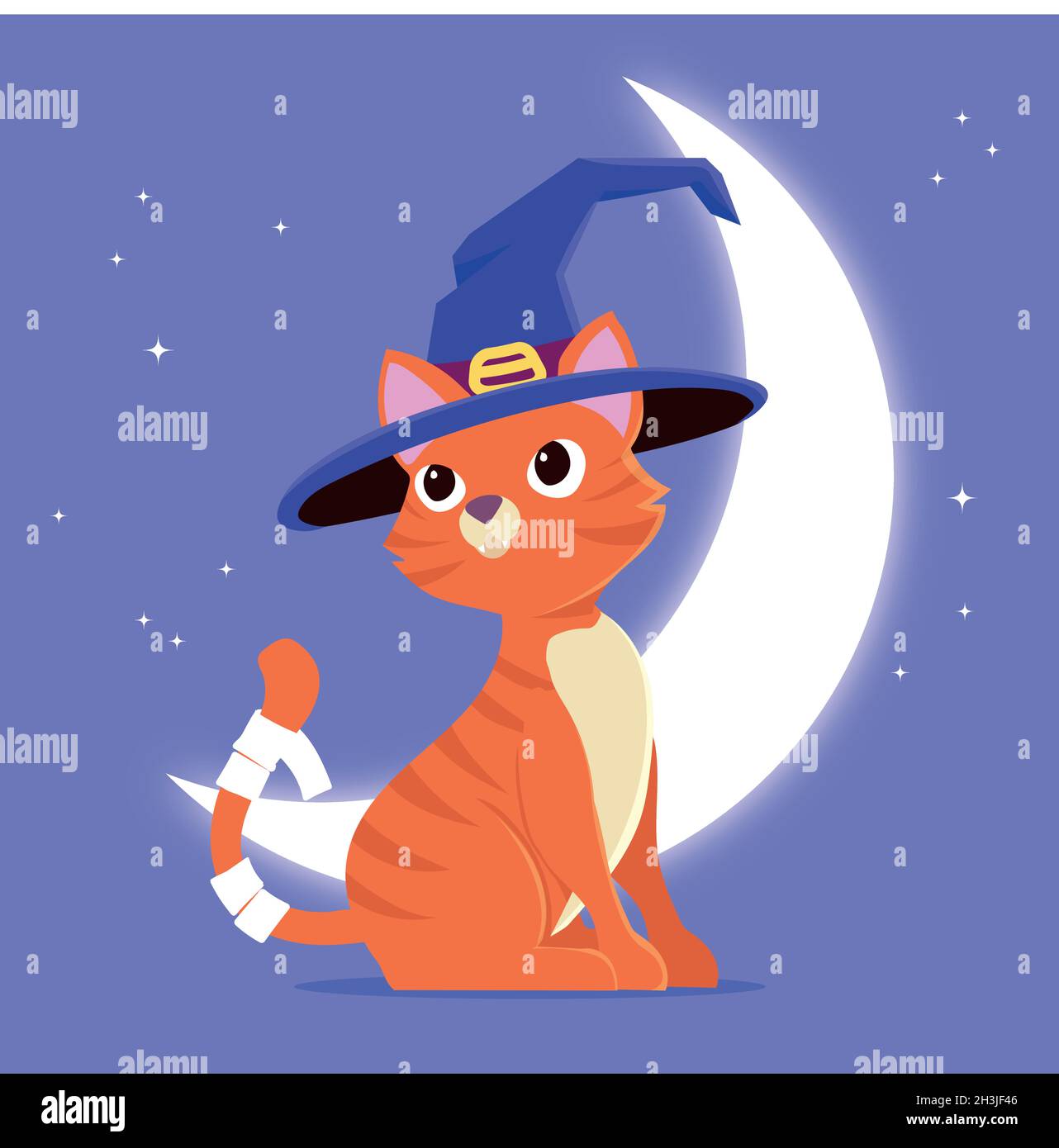 hand drawn halloween cat illustration Stock Vector Image & Art - Alamy