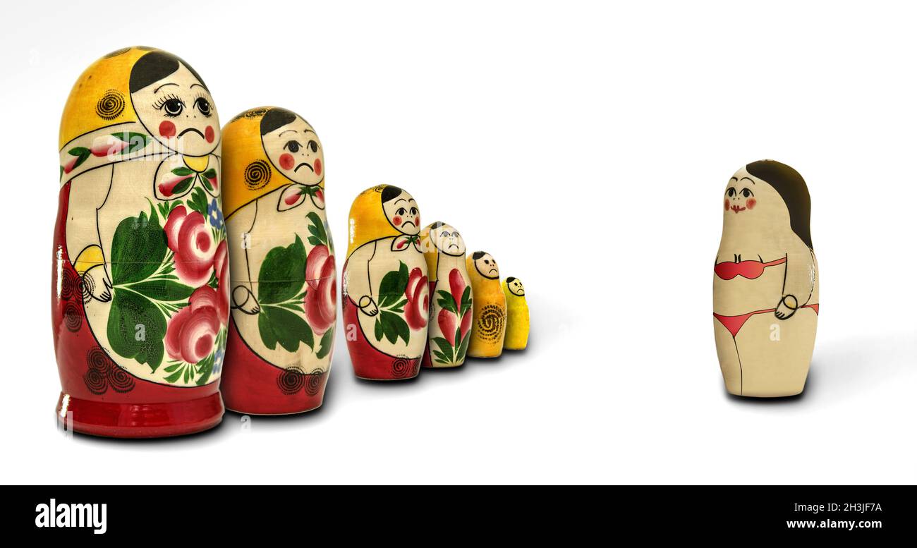 Matryoshka traditional wooden dolls hi-res stock photography and images ...