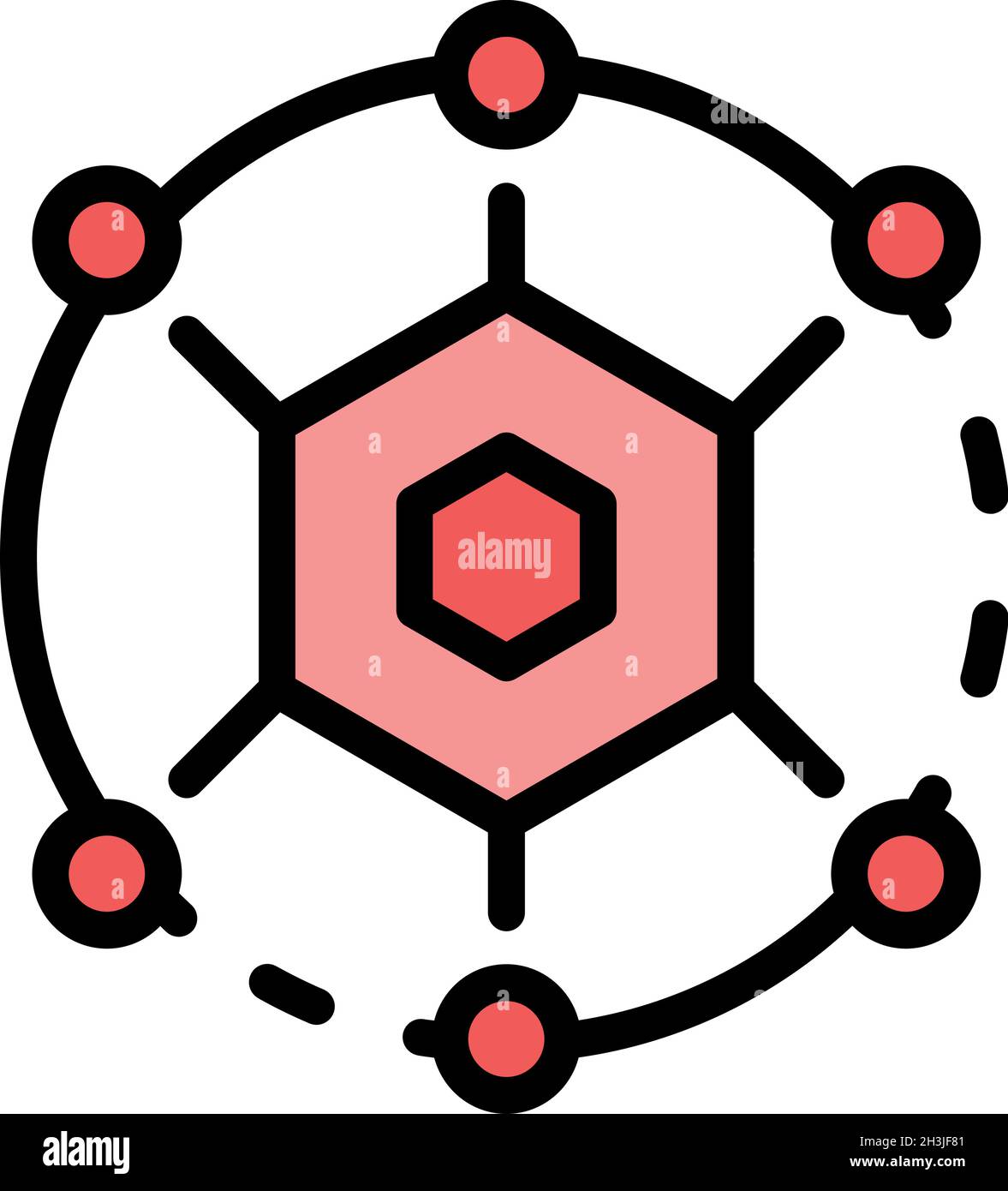 Molecular structure icon. Outline molecular structure vector icon color ...