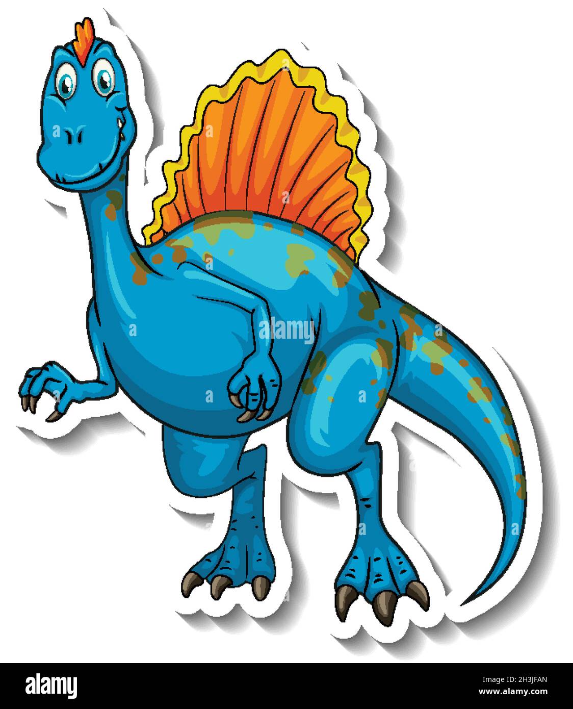 Spinosaurus dinosaur cartoon character sticker illustration Stock ...