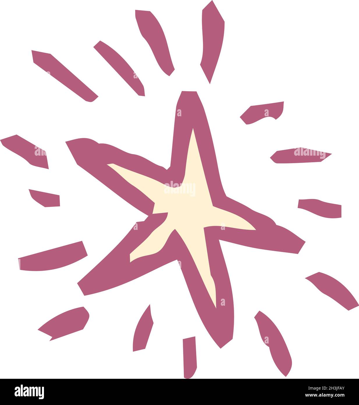 This is a illustration of Doodle of a shining star drawn by a child ...