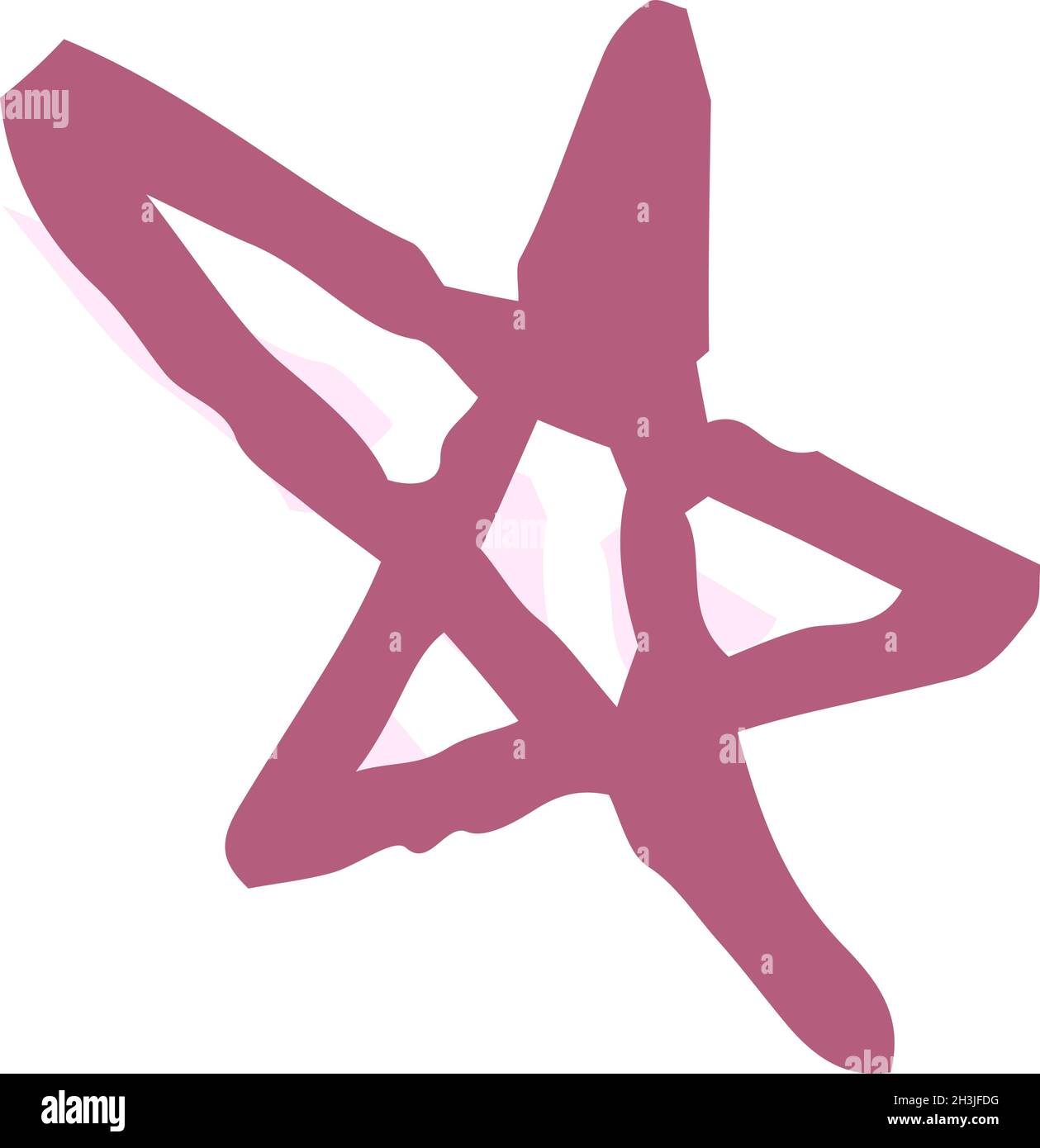 This is a illustration of Doodle of a shining star drawn by a child ...