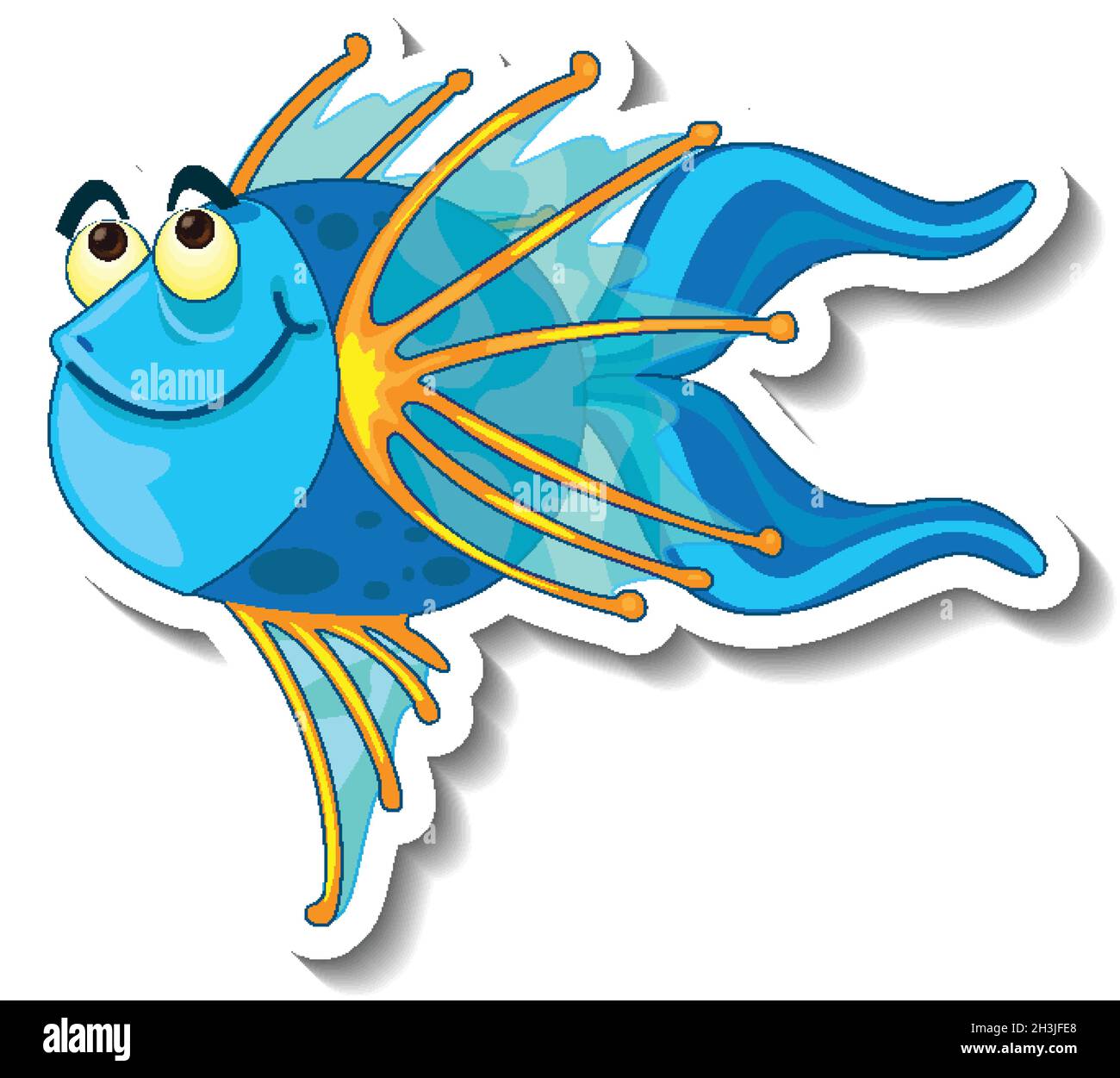 Cute fish sea animal cartoon sticker illustration Stock Vector Image ...