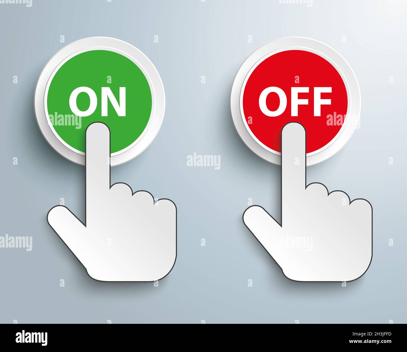 Click Hand Push Button On Off Stock Photo - Alamy