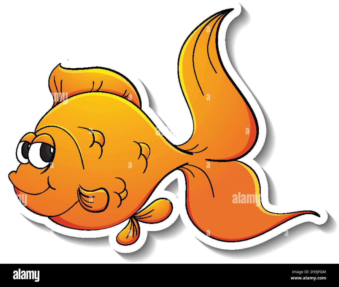 Cute fish sea animal cartoon sticker illustration Stock Vector Image ...