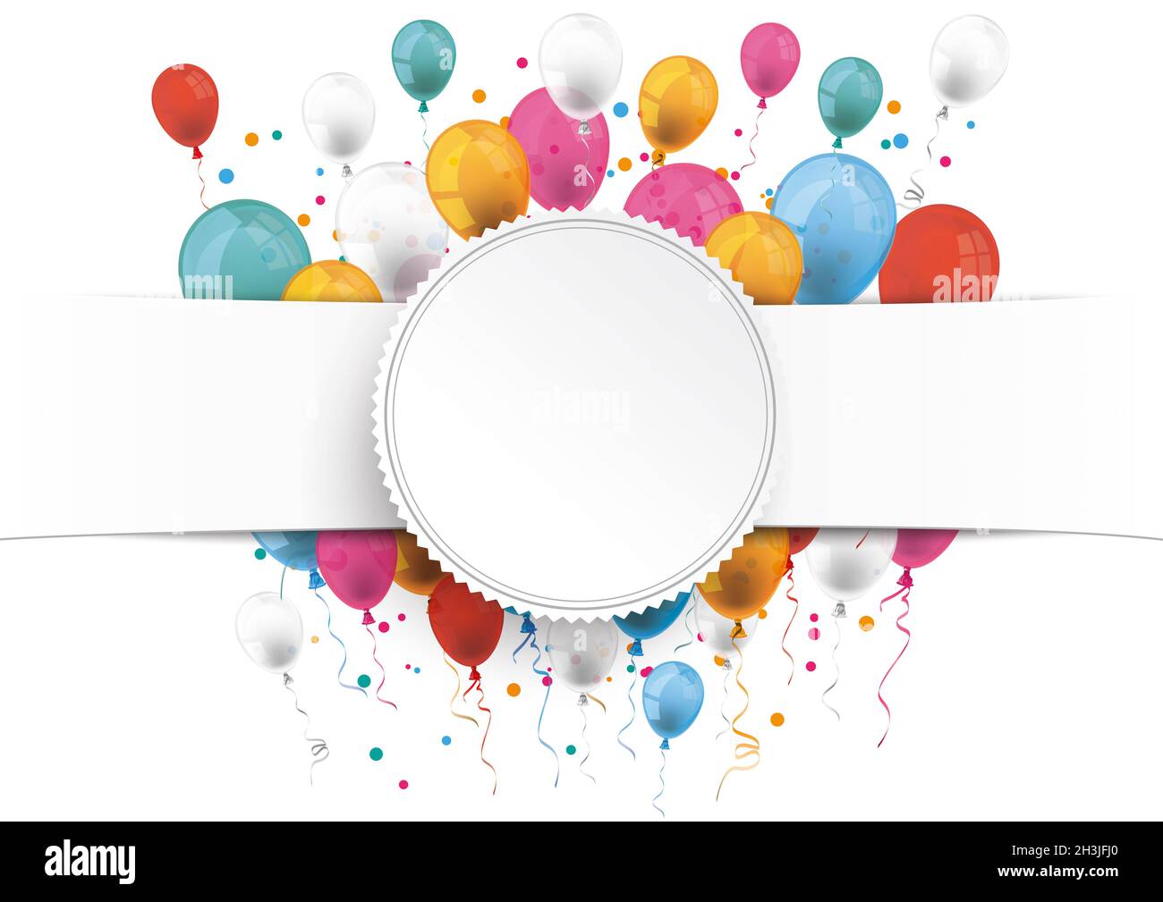 White Paper Banner Emblem Balloons Stock Photo - Alamy