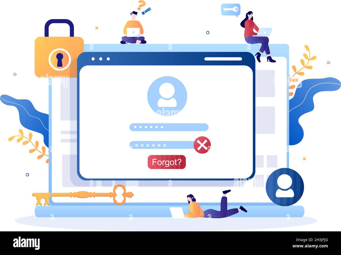 Forgot Password And Account Login For Web Page Protection Security Key Access System In