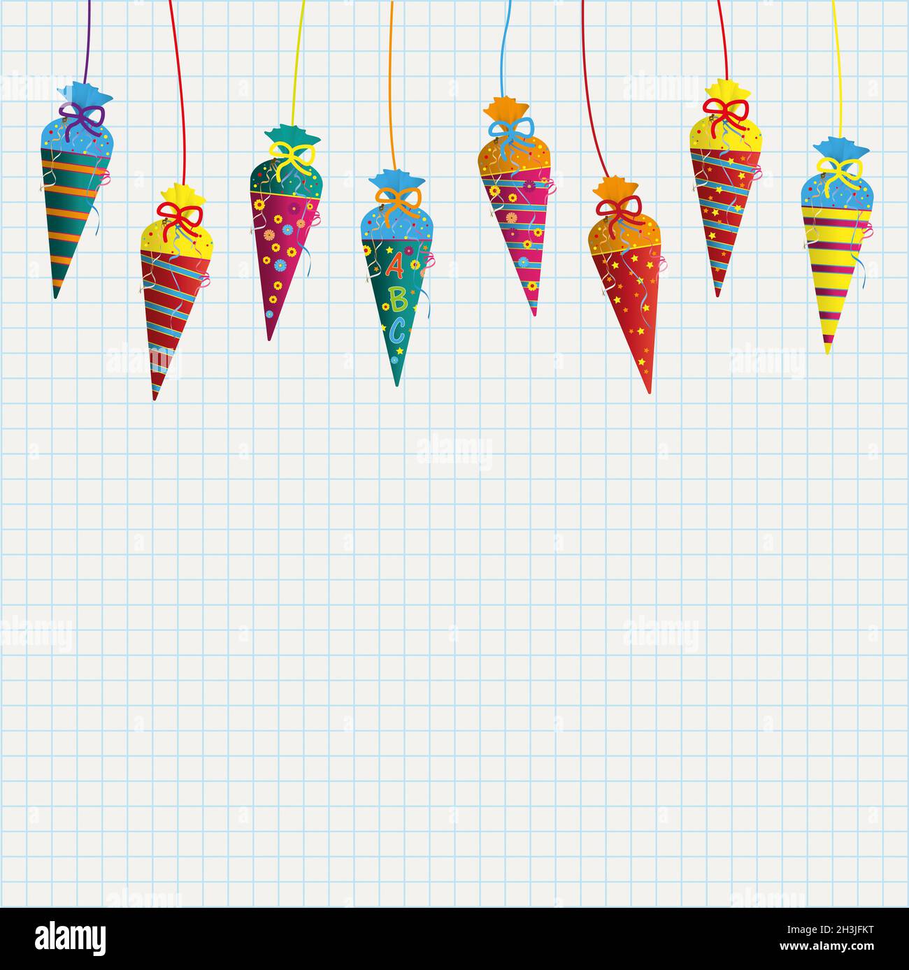Hanging Candy Cones Flyer Checked Paper Stock Photo - Alamy