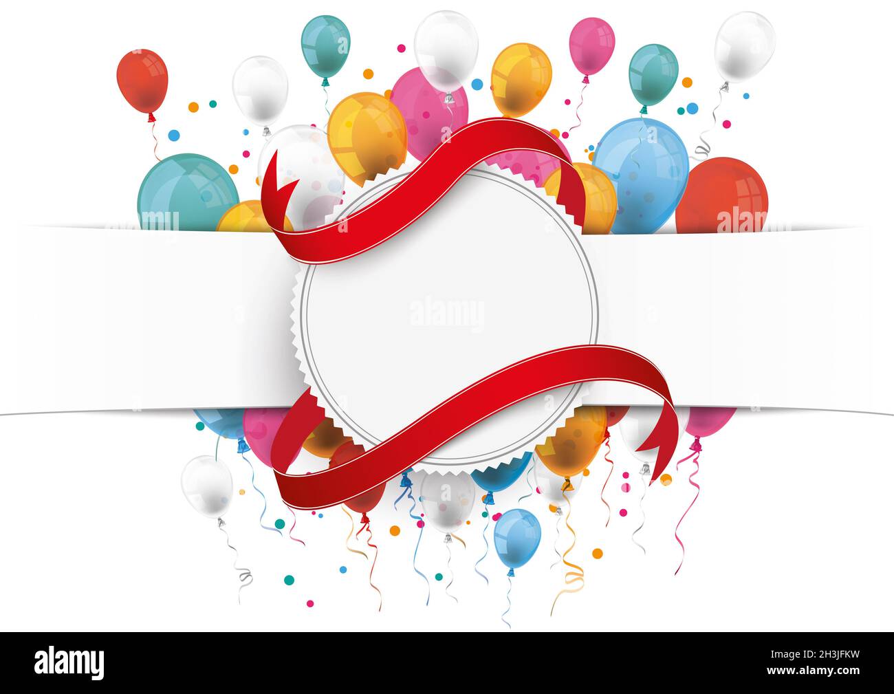 White Paper Banner Emblem Flag Balloons Stock Photo - Alamy