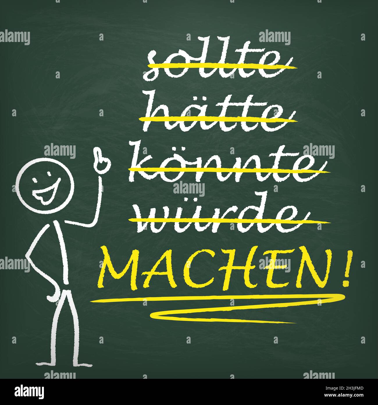 Blackboard Stickman Motivation Stock Photo - Alamy