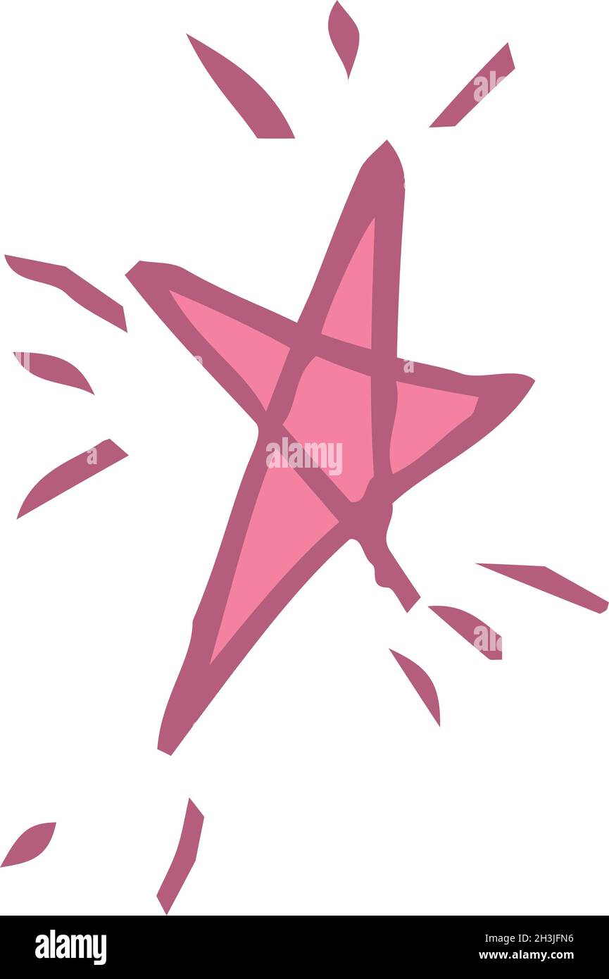 This is a illustration of Doodle of a shining star drawn by a child ...