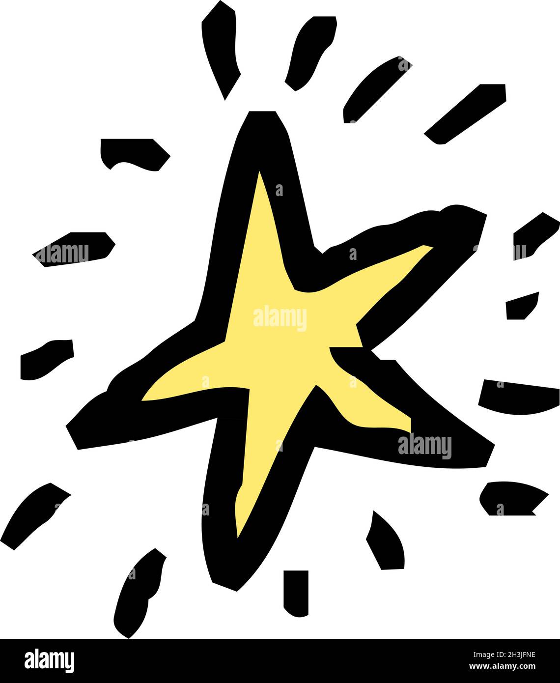 This is a illustration of Doodle of a shining star drawn by a child ...