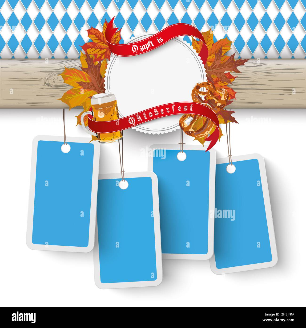 Oktoberfest Wooden Banner Foliage 4 Price Stickers Stock Photo - Alamy
