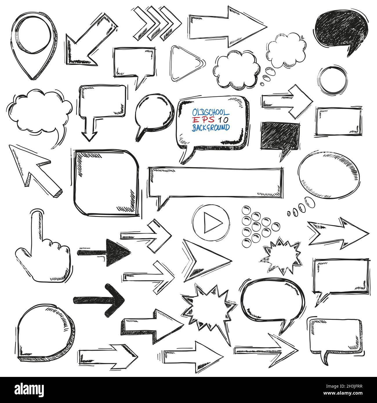 Big Black Oldschool Elements Bubbles Arrows Markers Stock Photo - Alamy