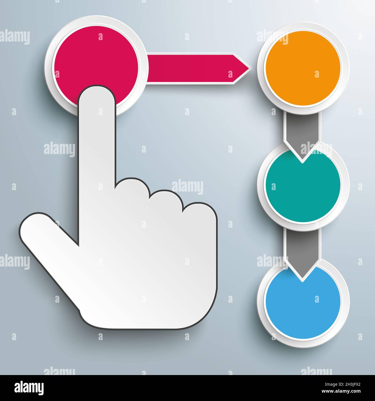Click Hand Push Buttons 4 Circles PiAd Stock Photo - Alamy