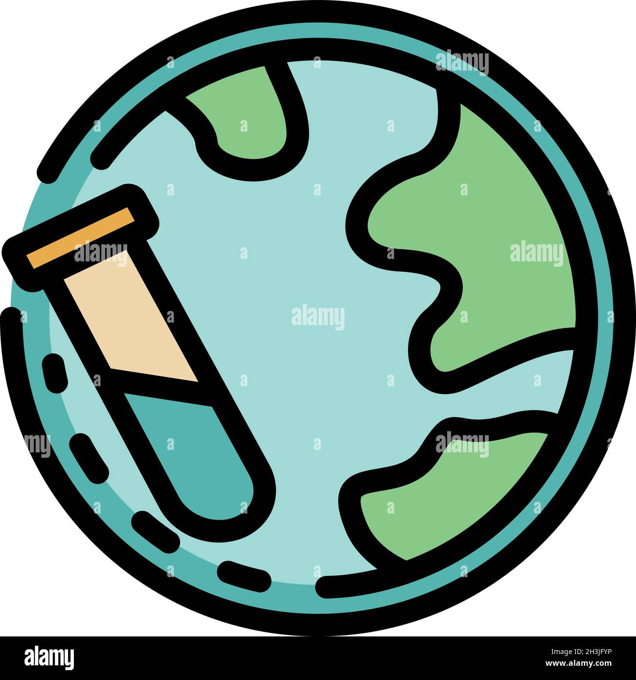 Earth and tube icon. Outline earth and tube vector icon color flat ...