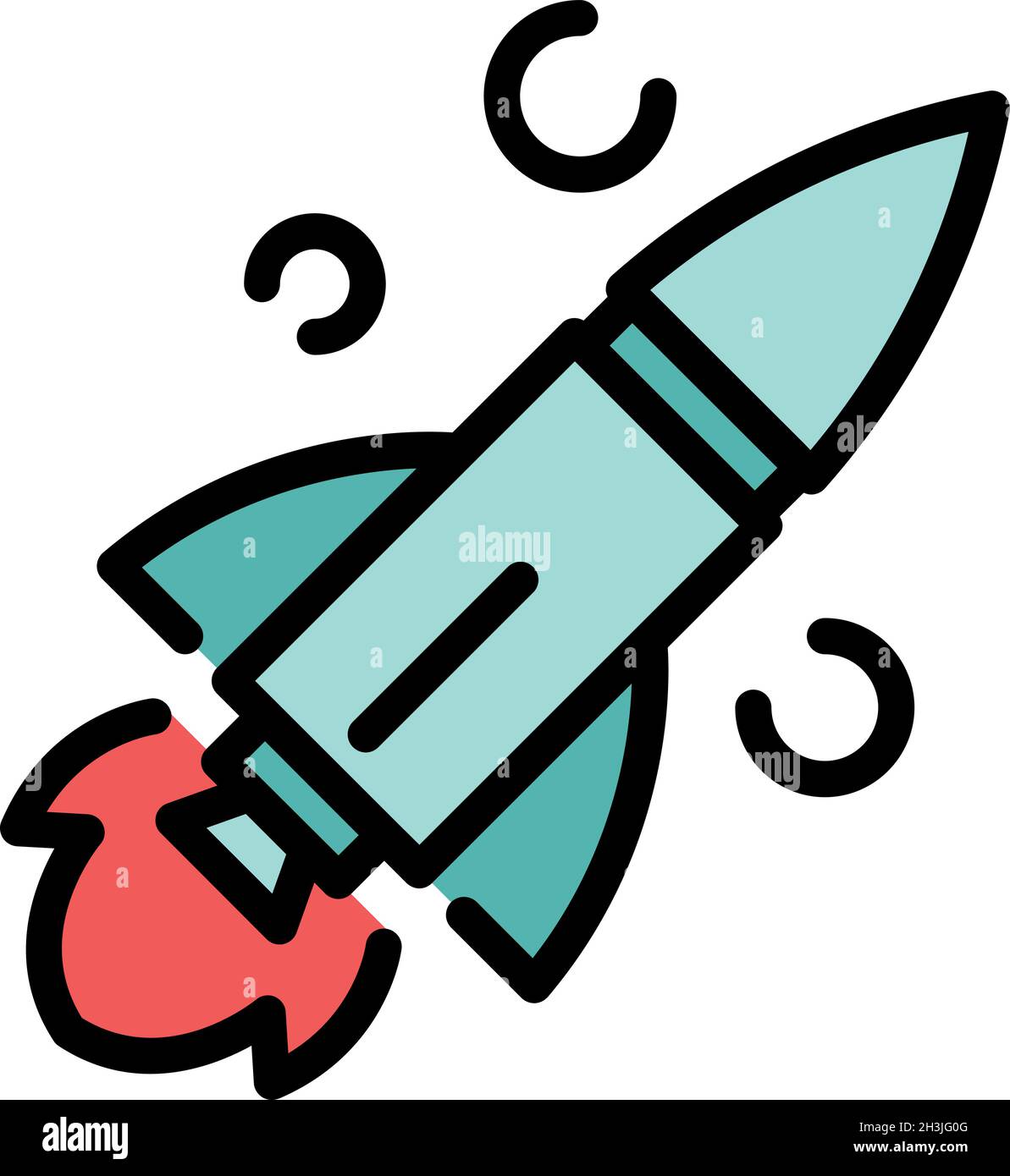 Rocket icon. Outline rocket vector icon color flat isolated Stock ...
