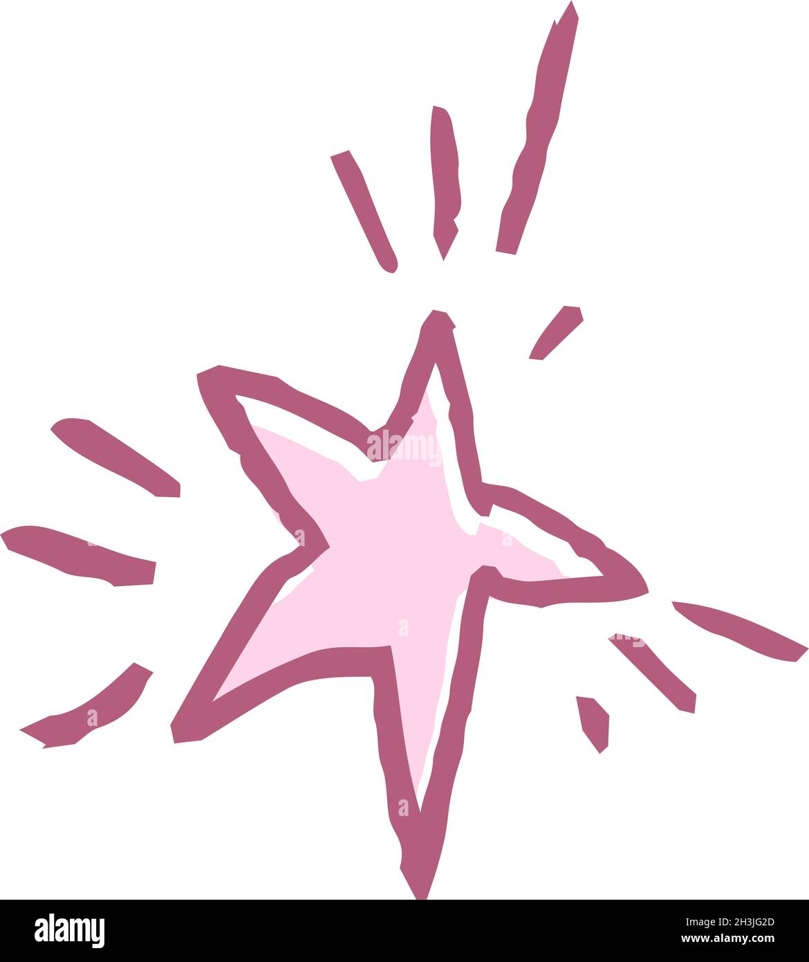 This is a illustration of Doodle of a shining star drawn by a child ...