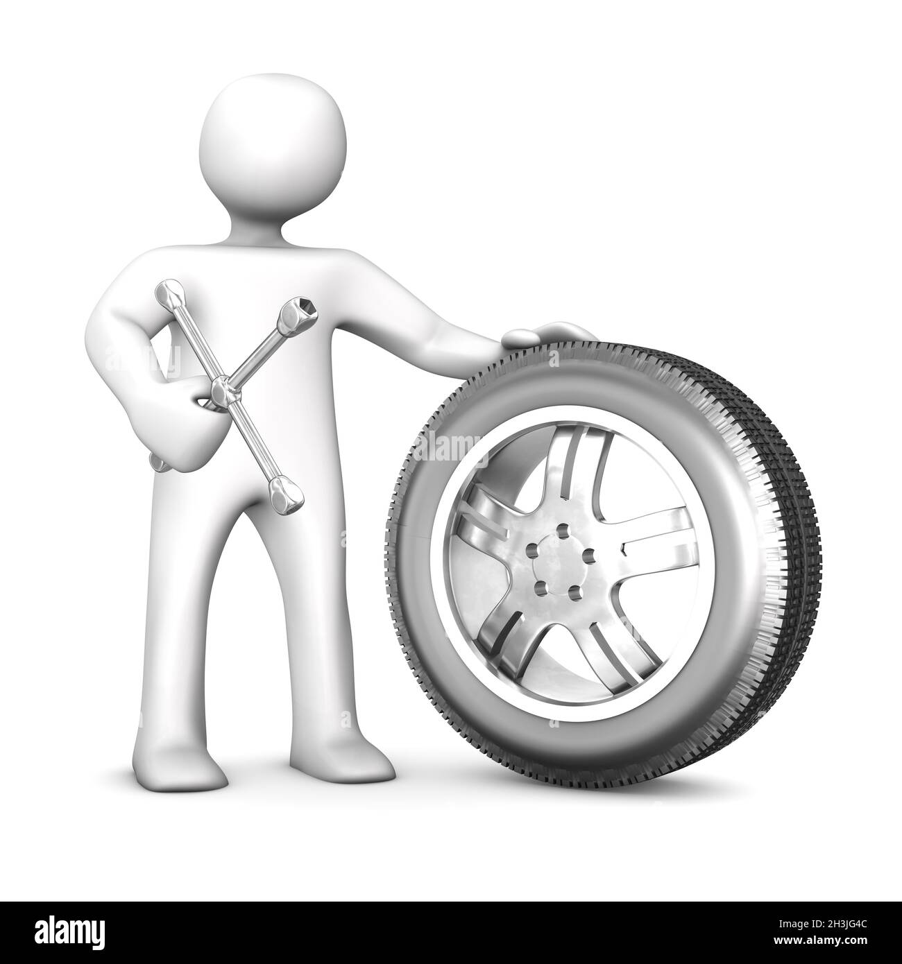 Changing tires Cut Out Stock Images & Pictures - Alamy