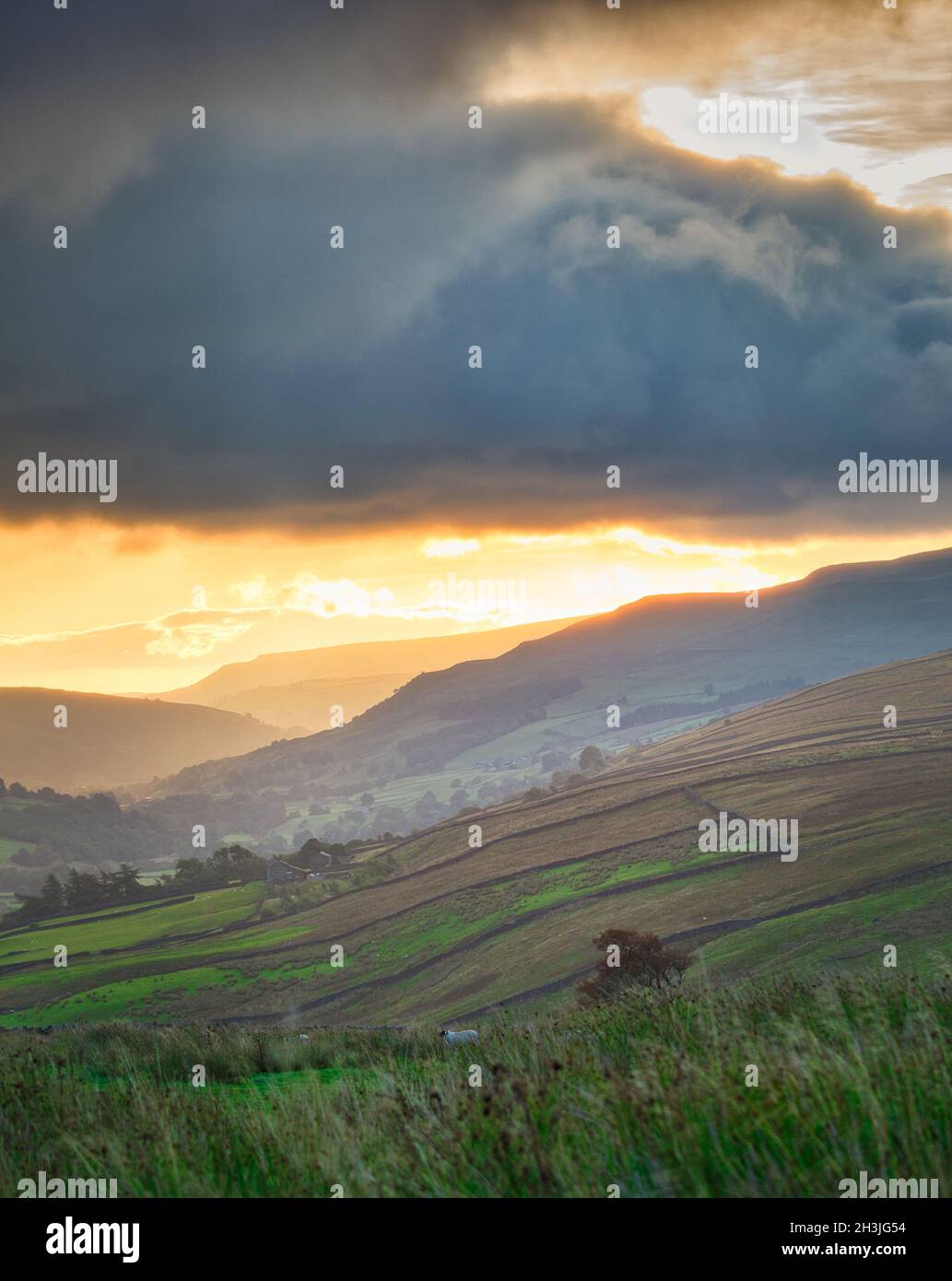 Dramatic sky and panoramic view of rugged moorland scenery, North ...