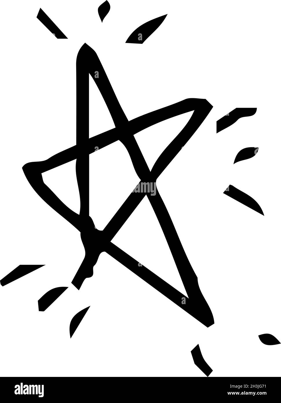 This is a illustration of Doodle of a shining star drawn by a child ...