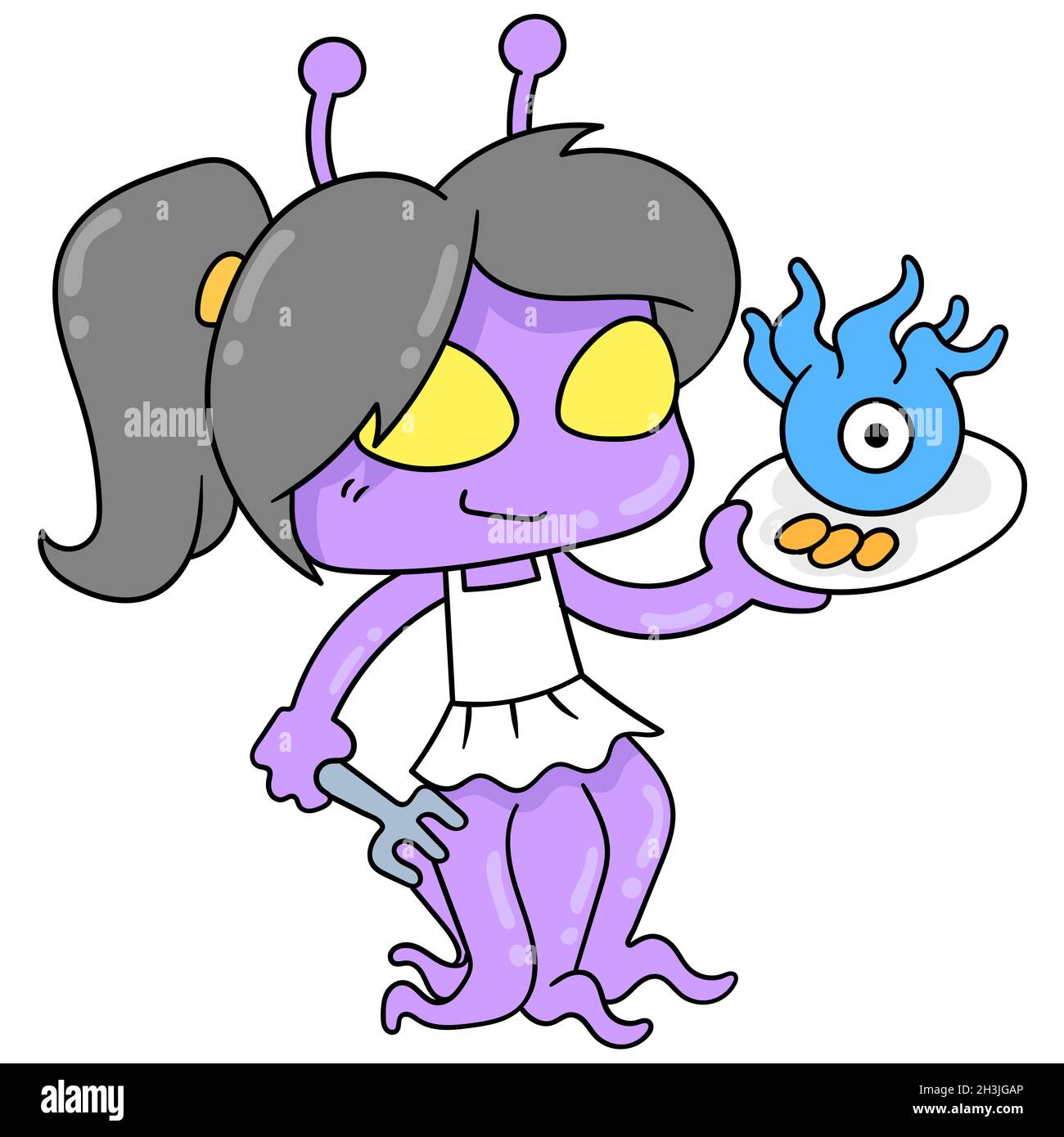 The female octopus is serving the cooked food Stock Vector Image & Art ...