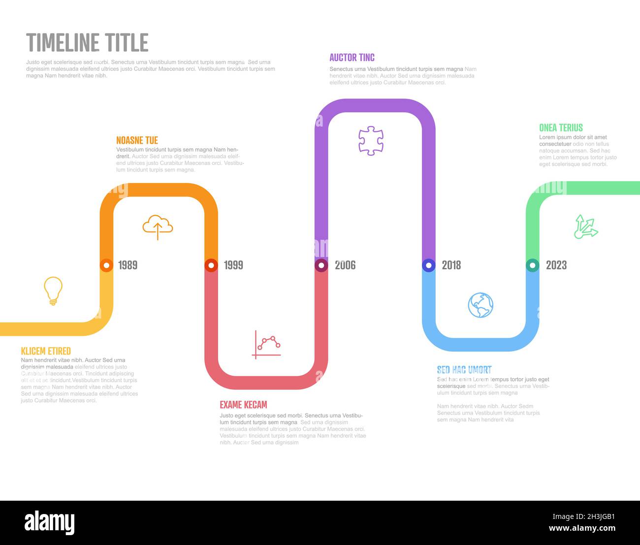 Vector Infographic Company Milestones curved Timeline Template. Light ...