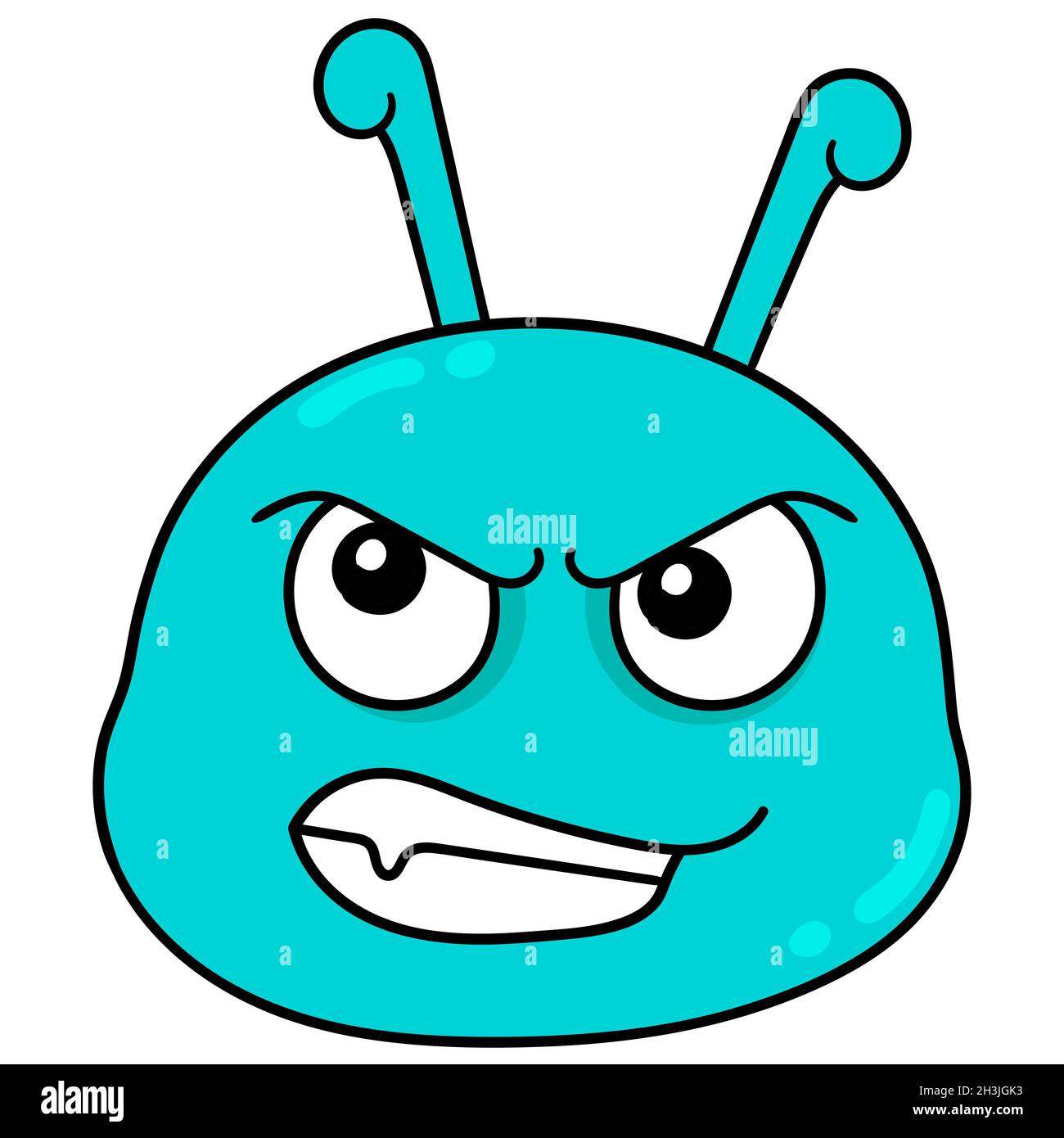 the head of the caterpillar with red face held back the anger Stock ...