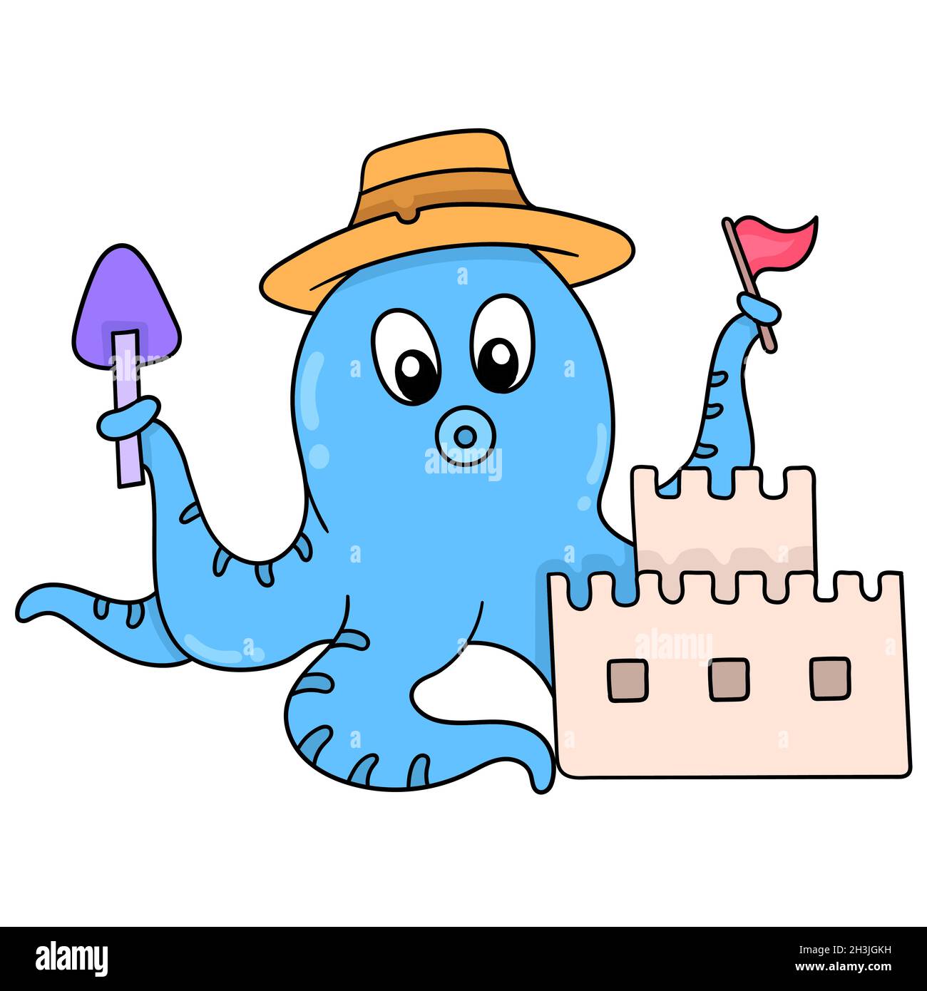 Octopus on the beach cartoon hi-res stock photography and images - Alamy