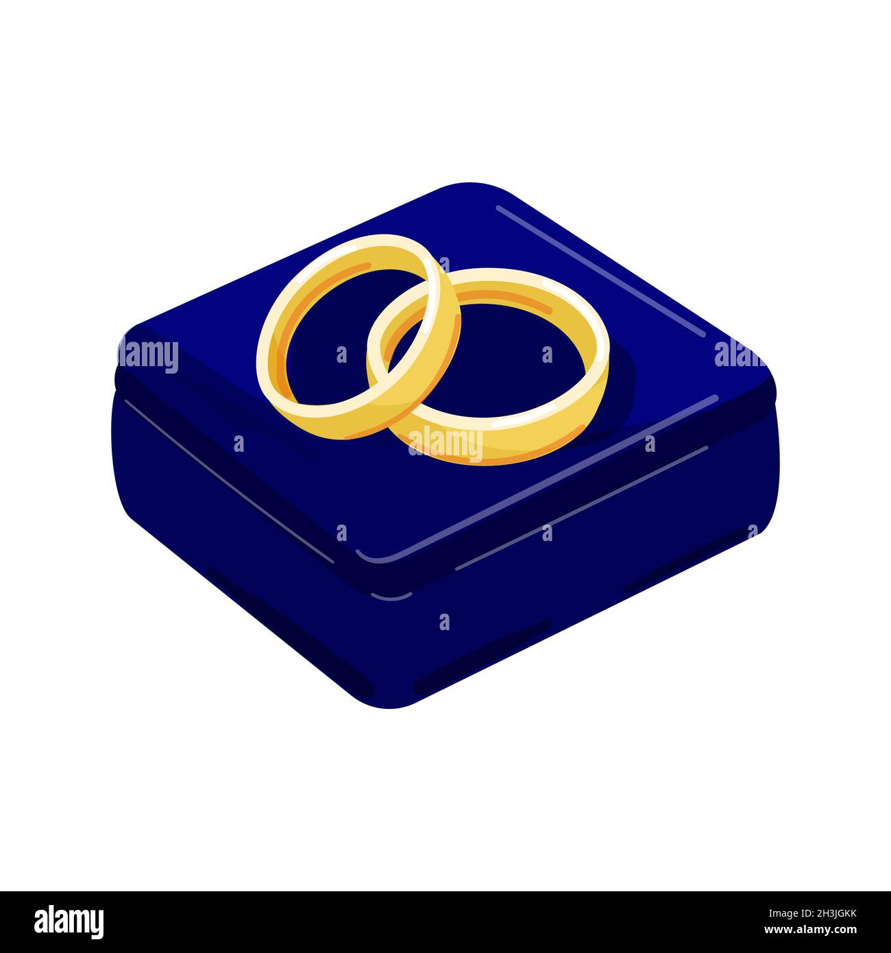 Gold wedding rings. Vector isolated on white background. Cartoon style ...