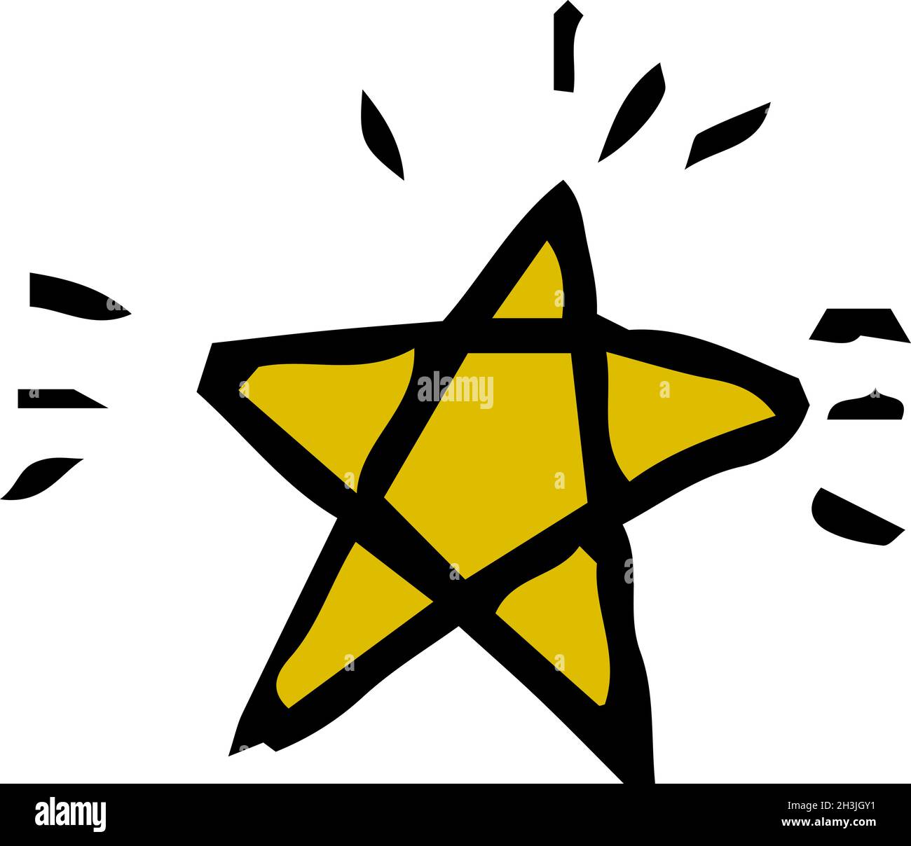 This is a illustration of Doodle of a shining star drawn by a child ...