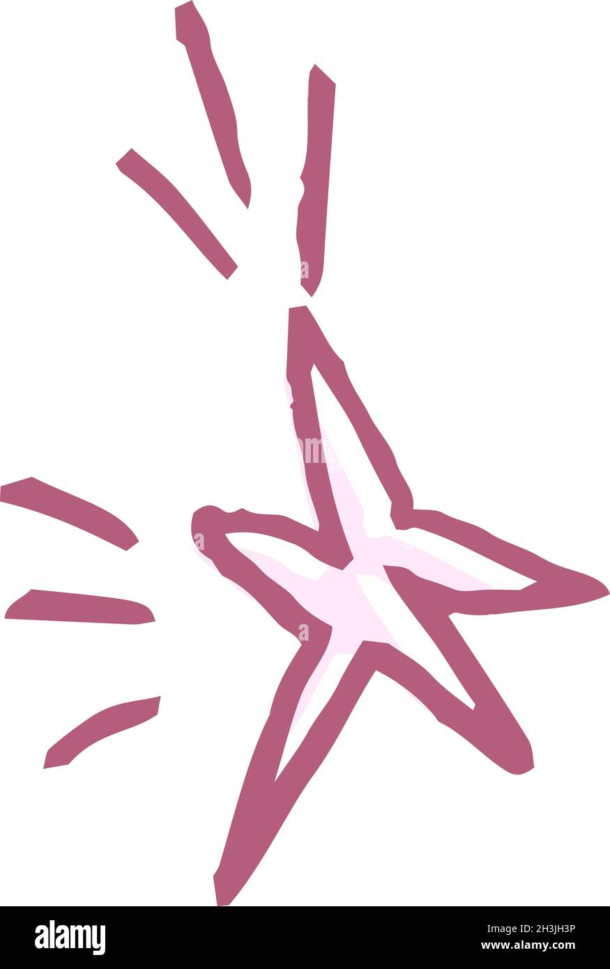 This is a illustration of Doodle of a shining star drawn by a child ...