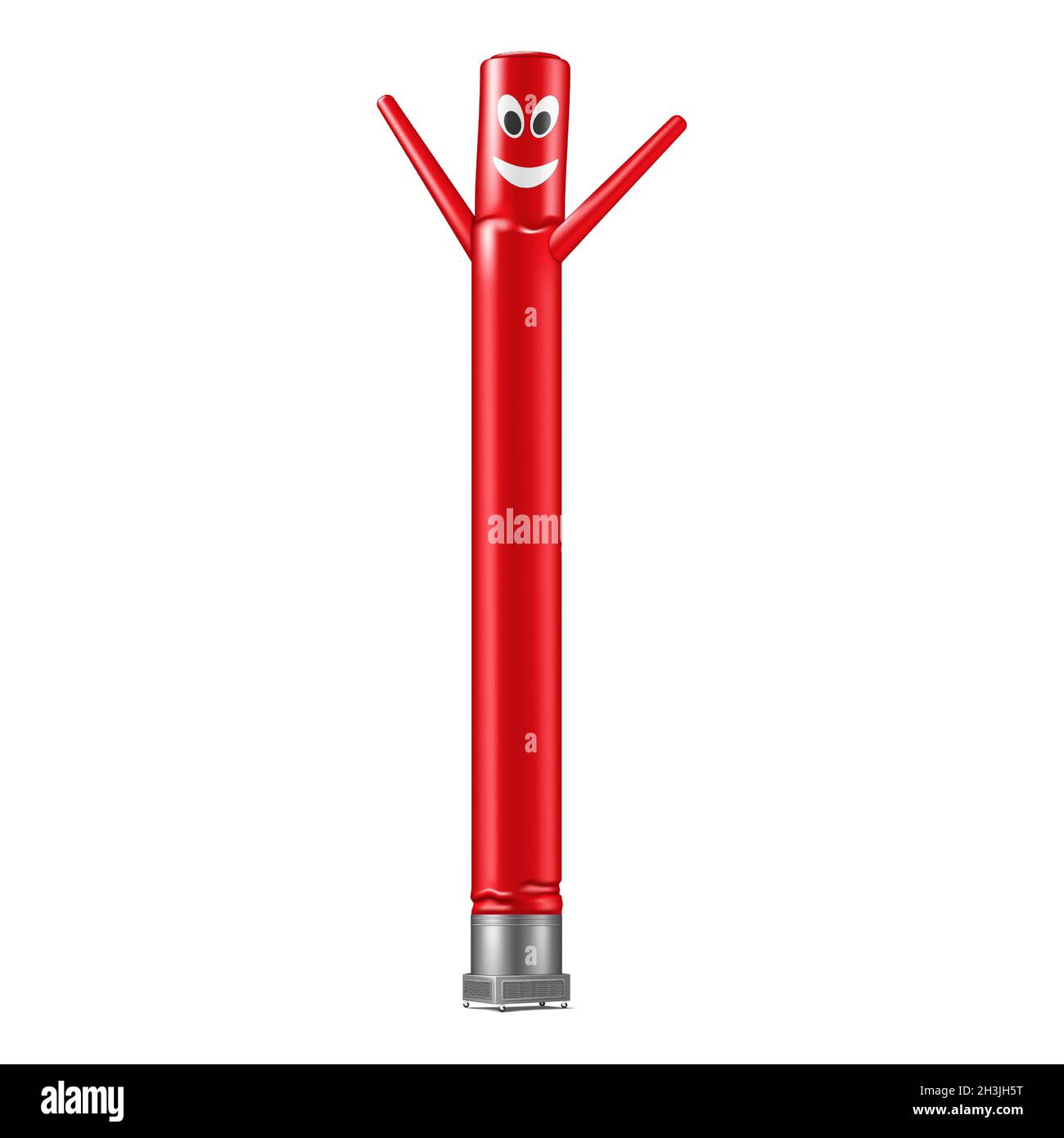 Red inflatable dancing tube man isolated on white background, realistic ...