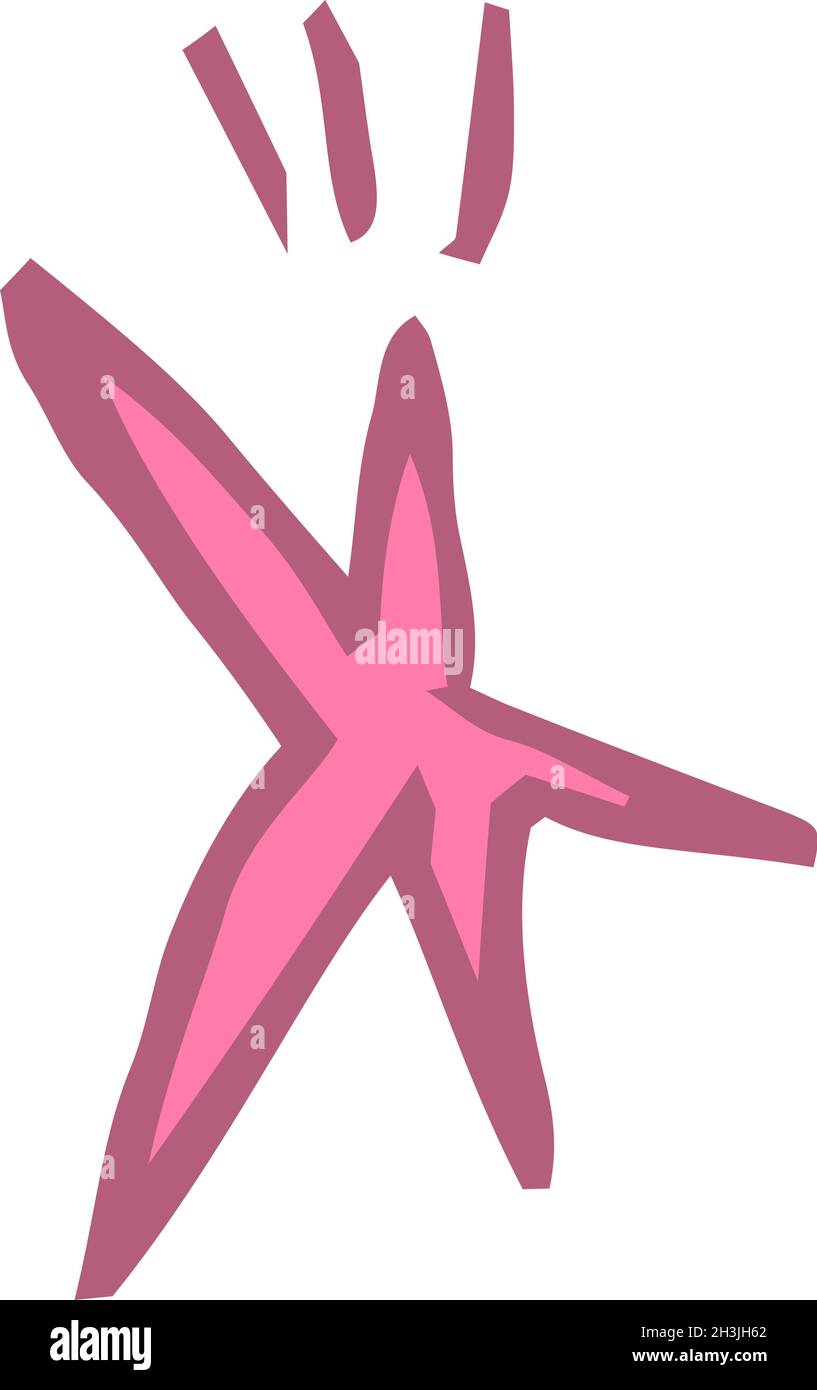 This is a illustration of Doodle of a shining star drawn by a child ...