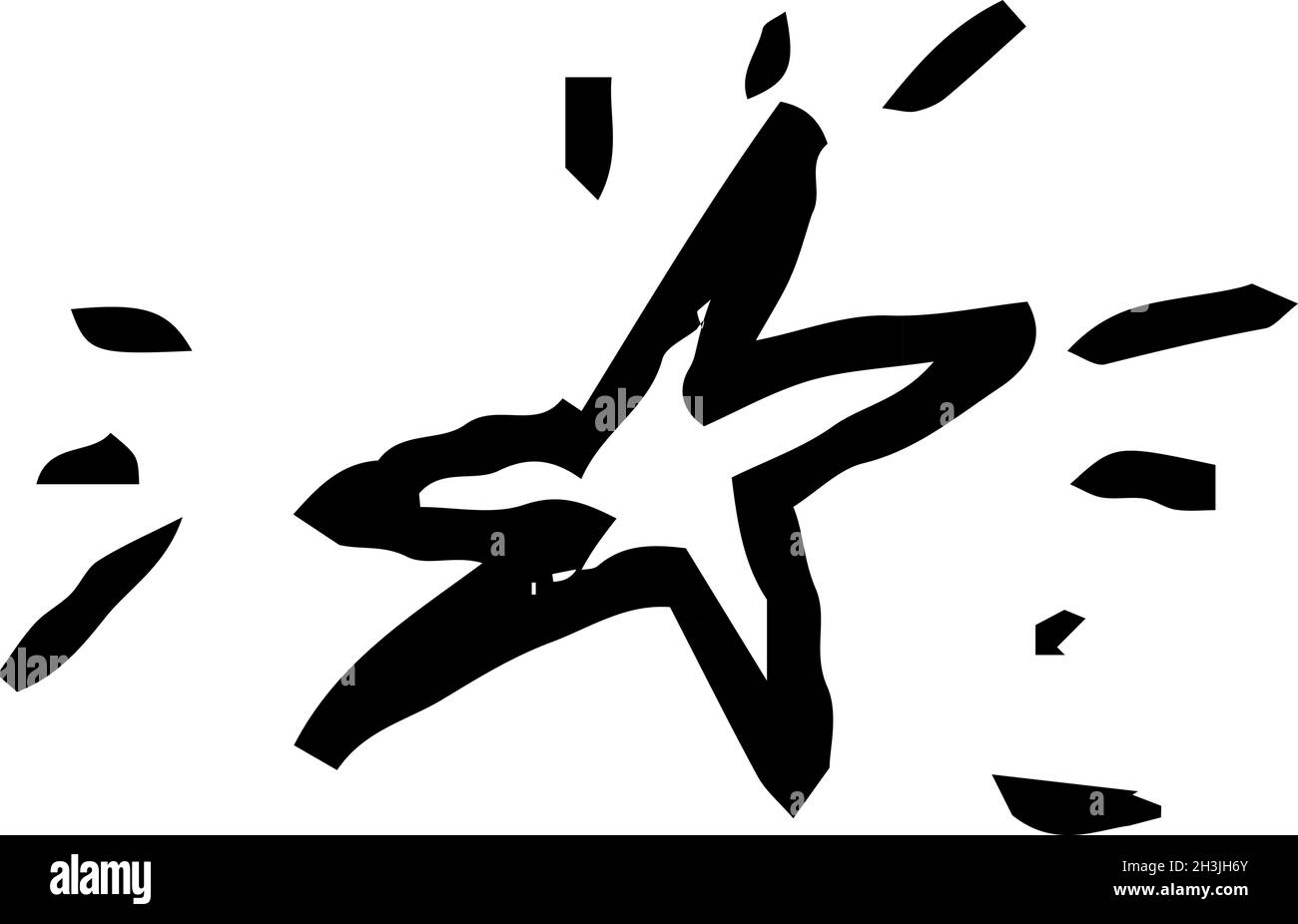 This is a illustration of Doodle of a shining star drawn by a child ...