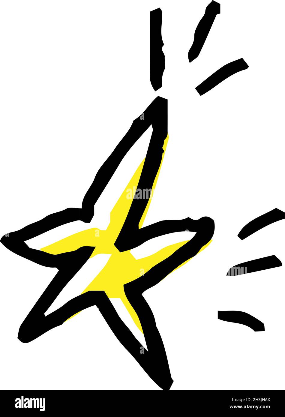 This is a illustration of Doodle of a shining star drawn by a child ...